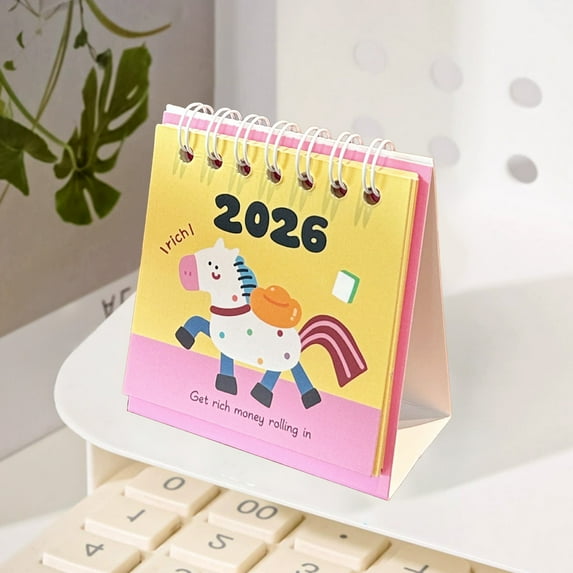 Tyidzon Small Desk Calendar 2026, Standing Flip Desktop Calendar ...