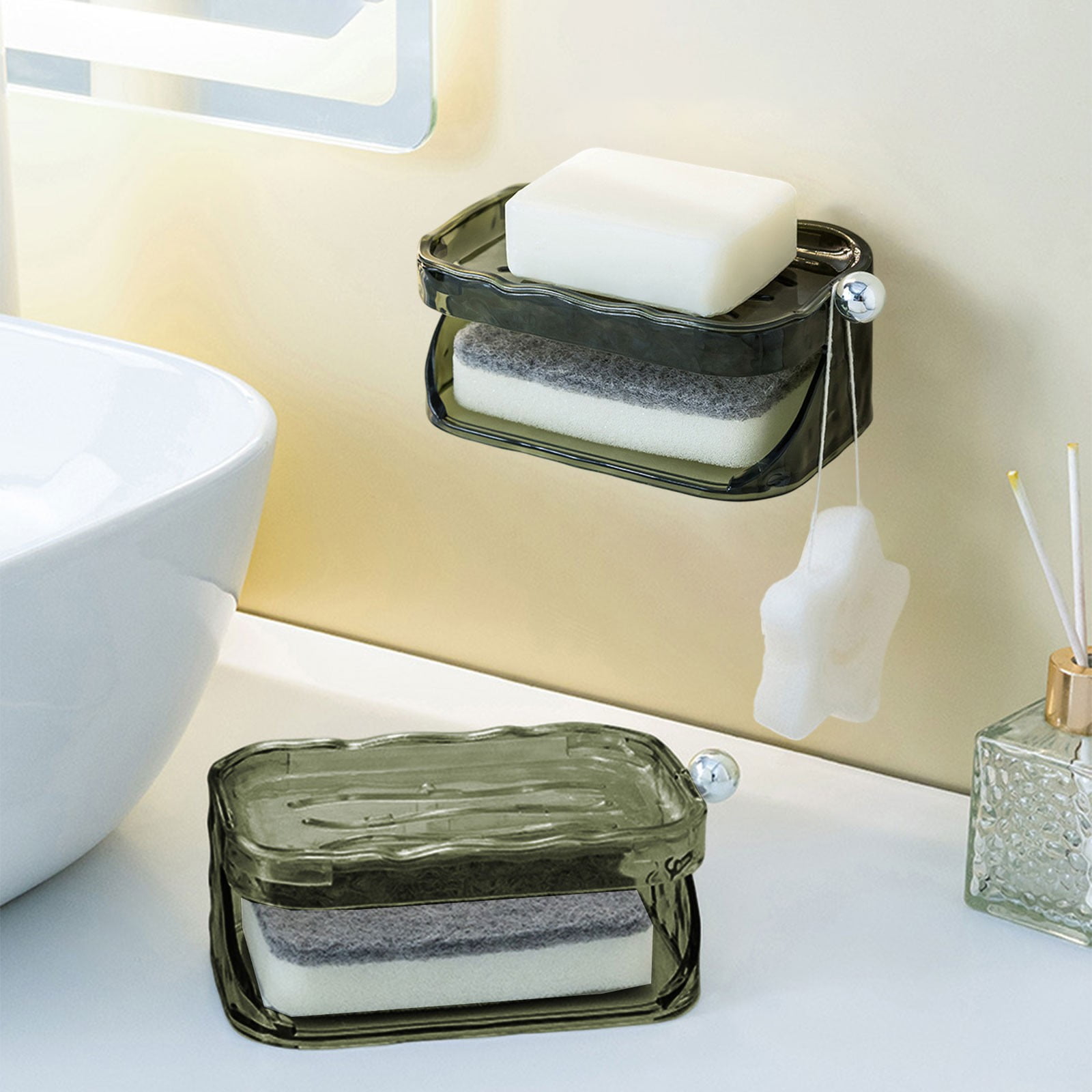 Tyidzon Soap Case with Drain Plastic Holder and Sponge, Stand Soap ...