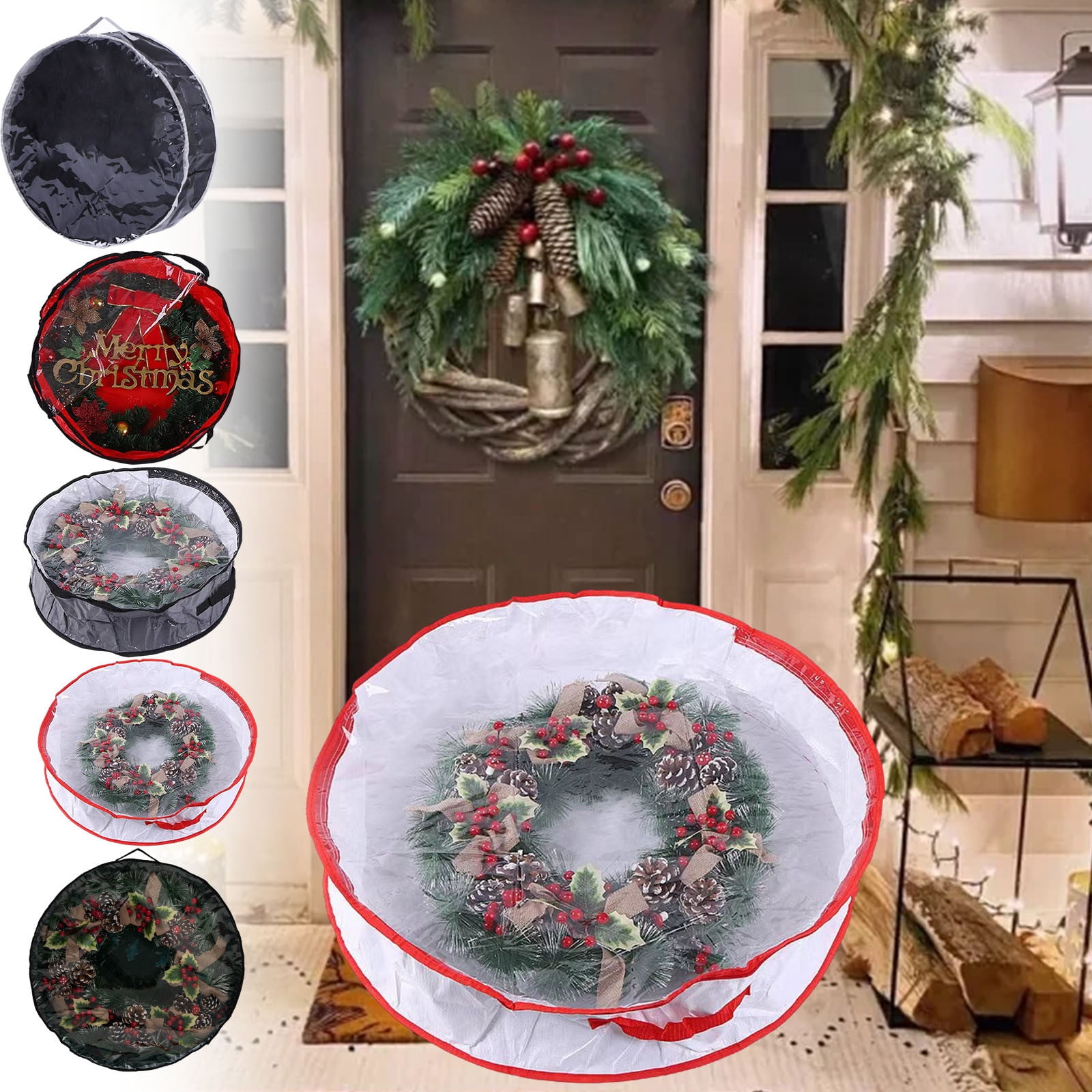 Tyidzon Wreath Storage Container Clear Christmas Wreath Storage Bags ...