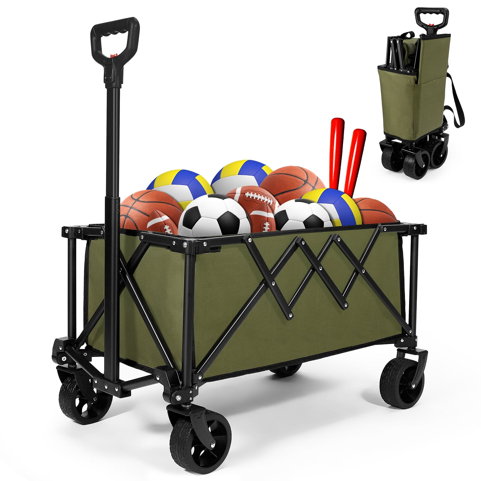 Tykacna Heavy Duty Utility Collapsible Wagon,Beach Wagon Cart Foldable ...