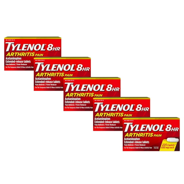 Tylenol 8 HR Arthritis Pain Relief Caplets, Acetaminophen 650mg, 225 ...