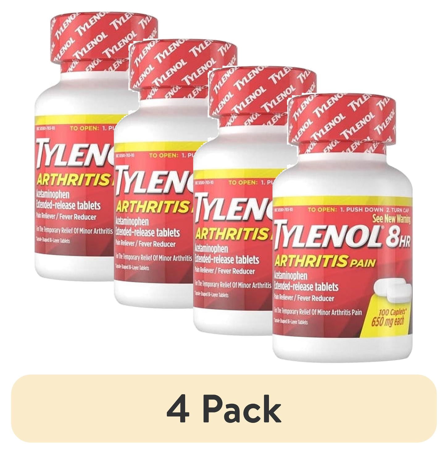 (4 pack) Tylenol 8 Hour Arthritis Pain Extended Release Caplets, 650 mg ...