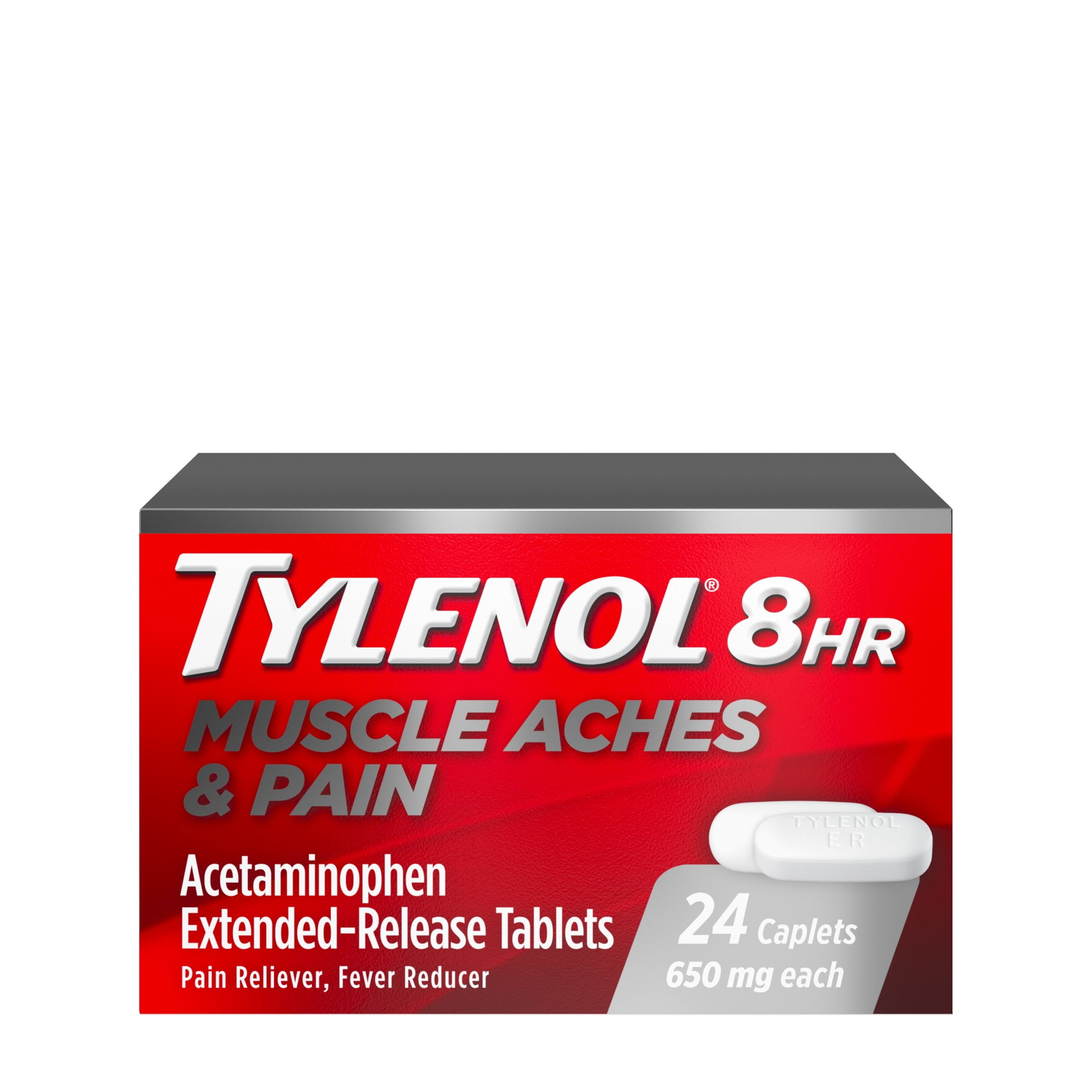 Tylenol 8 Hour Muscle Aches & Pain Tablets with Acetaminophen, 24 Count ...
