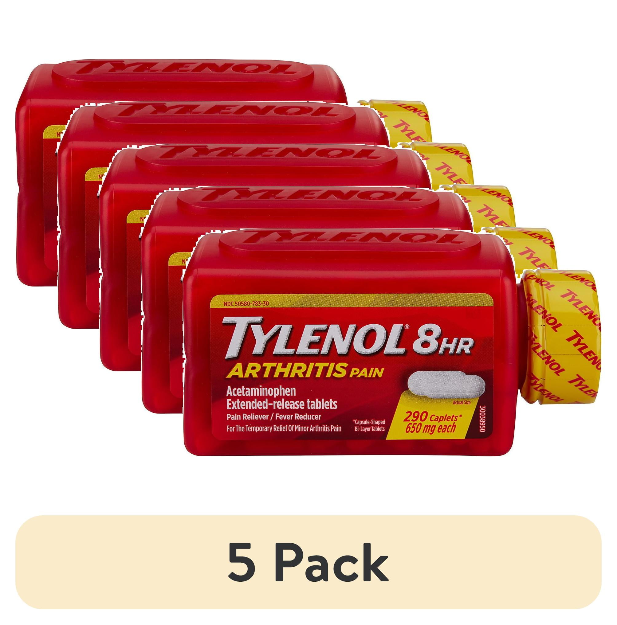 (5 pack) Tylenol 8 HR Arthritis Pain Extended Release Caplets, 650 Mg ...