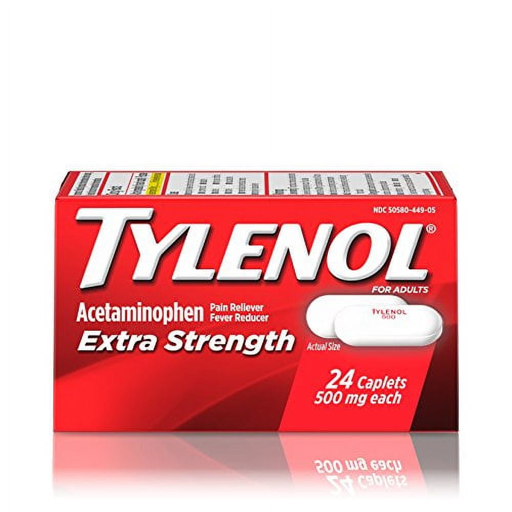 Tylenol Extra Strength Acetaminophen Caplets, 500 mg, 24 Ct (1 Pack ...