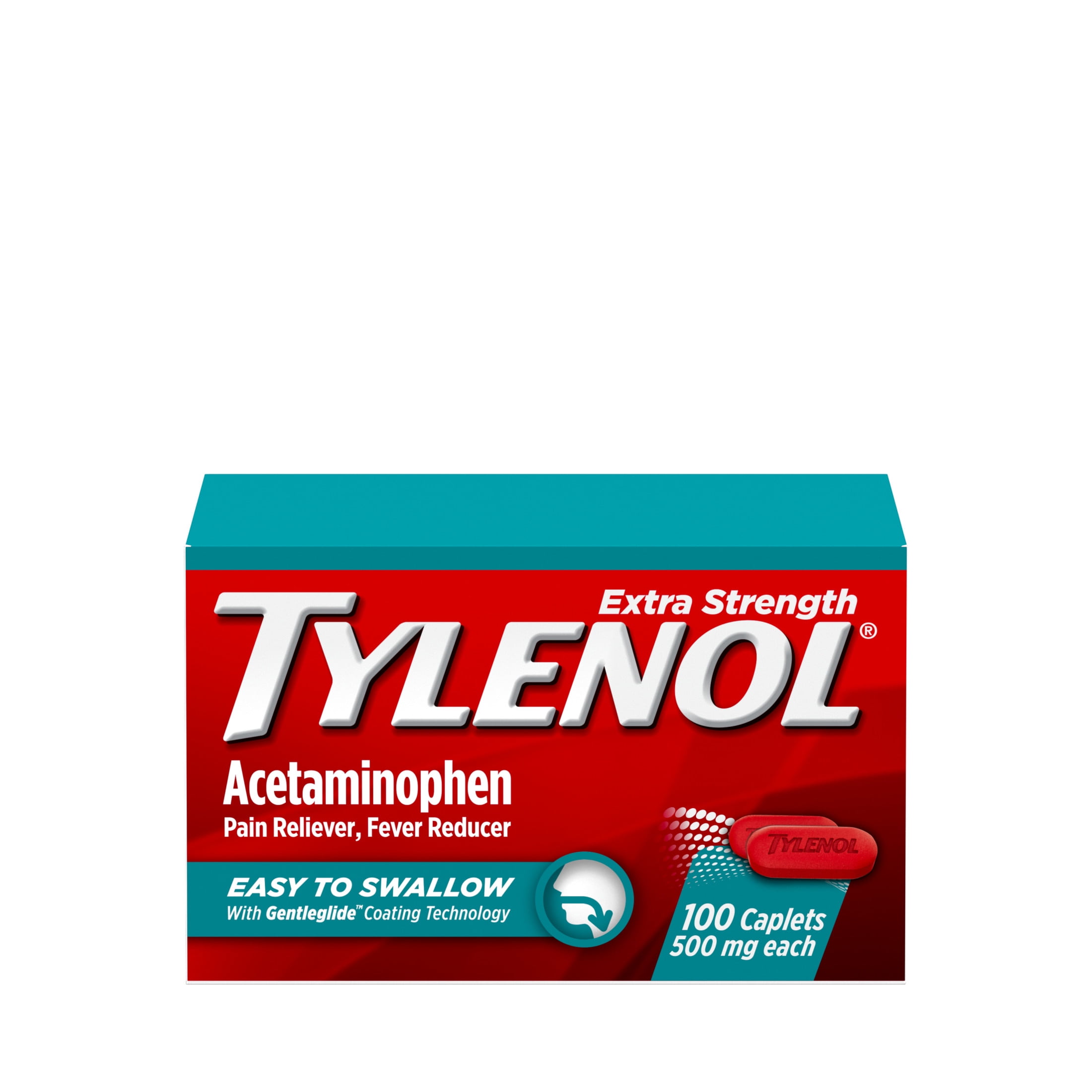 Tylenol Extra Strength Acetaminophen, Easy to Swallow Caplets, 100 Ct ...