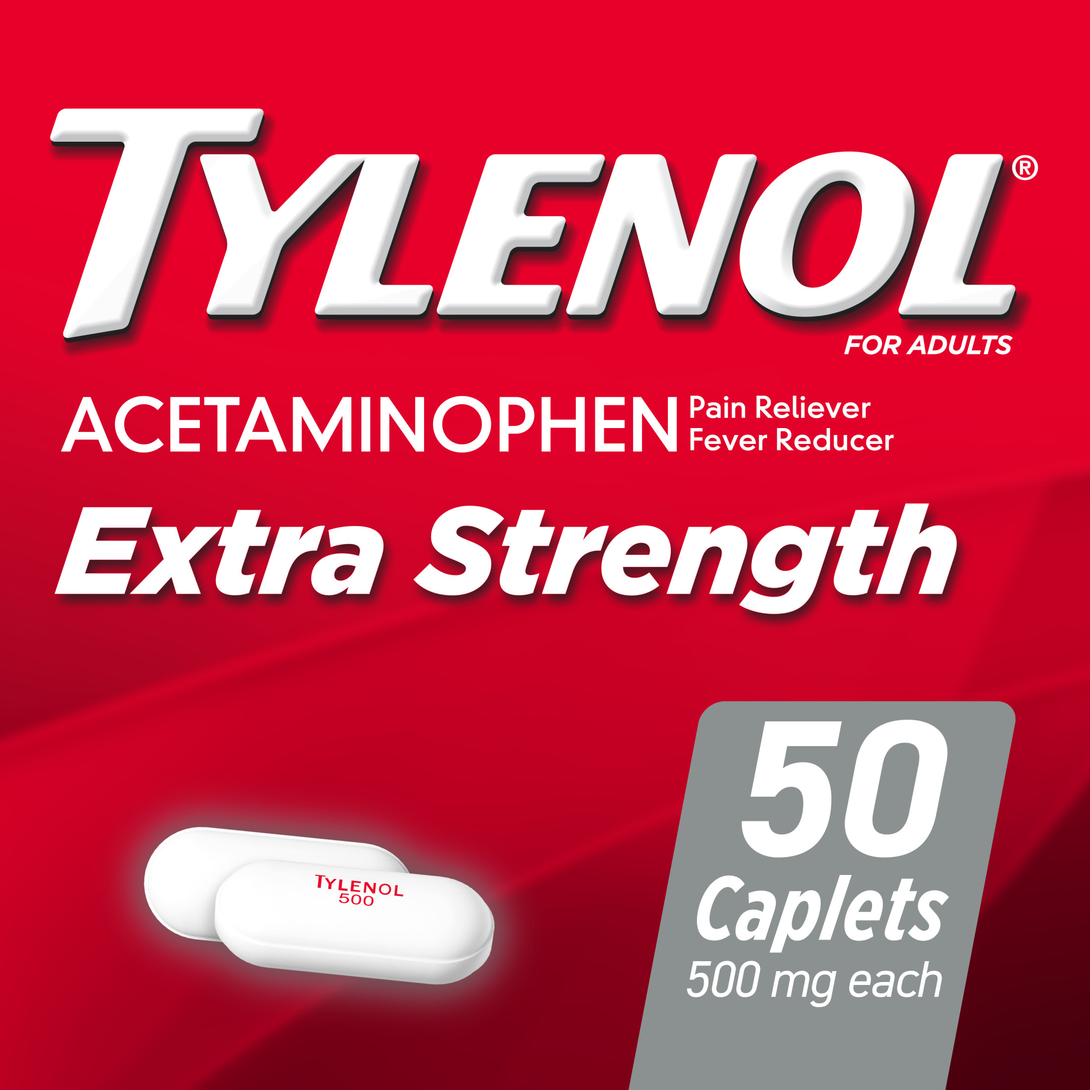 TYLENOL Extra Strength Pain Reliever & Fever Reducer Caplets, Two-Pack ...