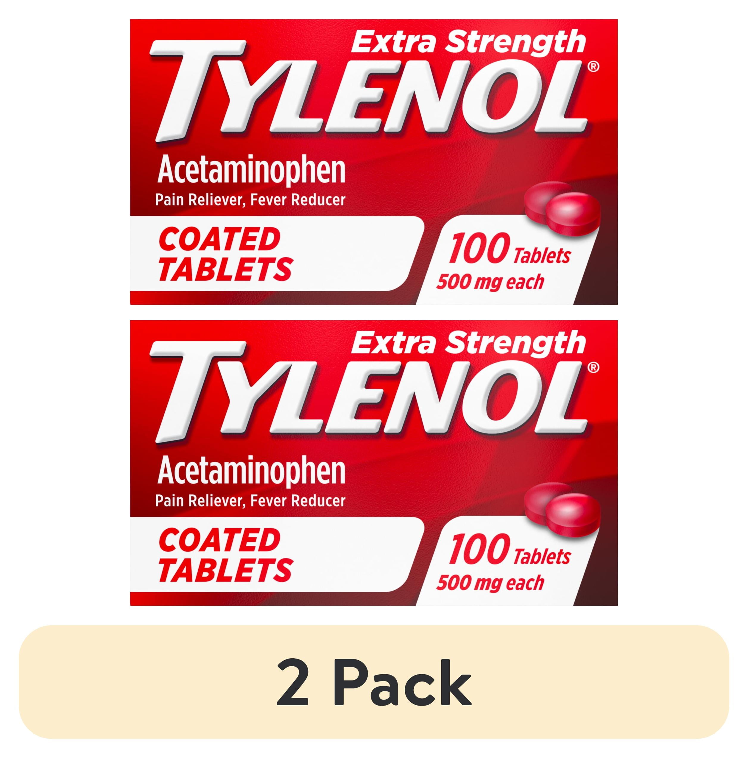 (2 pack) Tylenol Extra Strength Coated Tablets with Acetaminophen 500mg ...