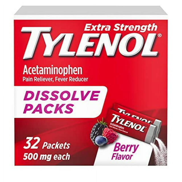 Tylenol Extra Strength, 500mg Acetaminophen, Pain & Fever Relief, Berry ...