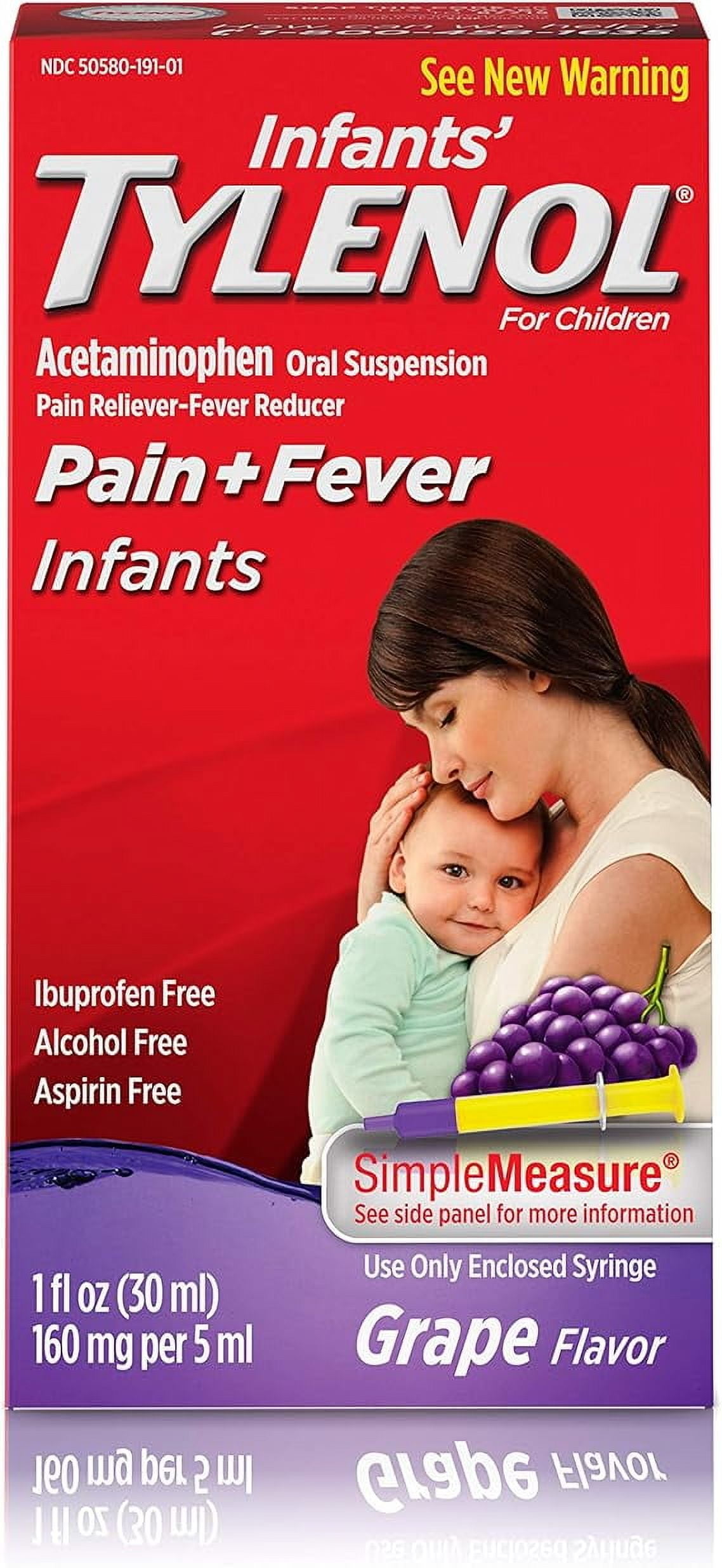 TYLENOL Pain + Fever Infants, Grape Flavor 1 oz (Pack of 3) - Walmart.com