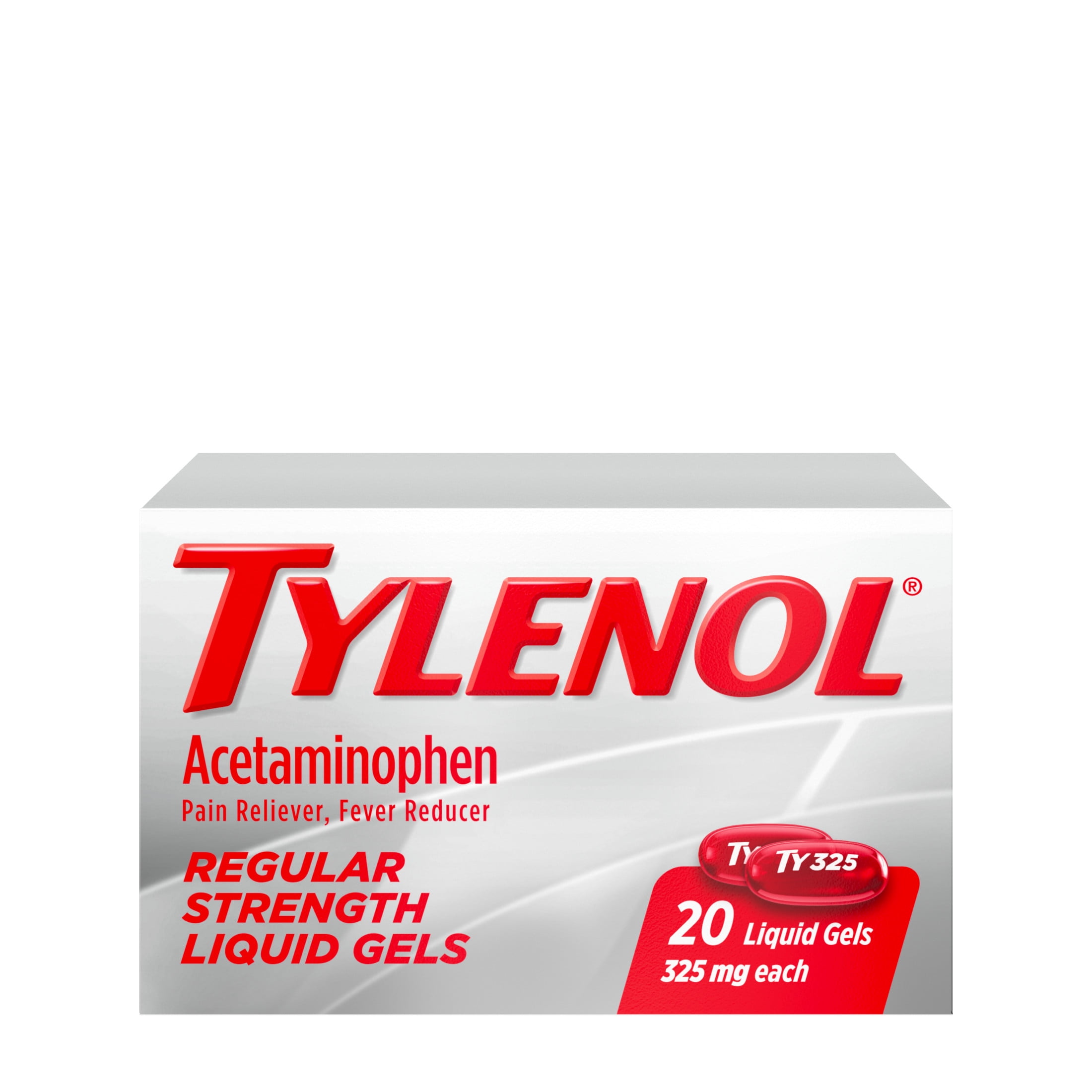 Tylenol Regular Strength Liquid Gels with 325 mg Acetaminophen, 20 ...