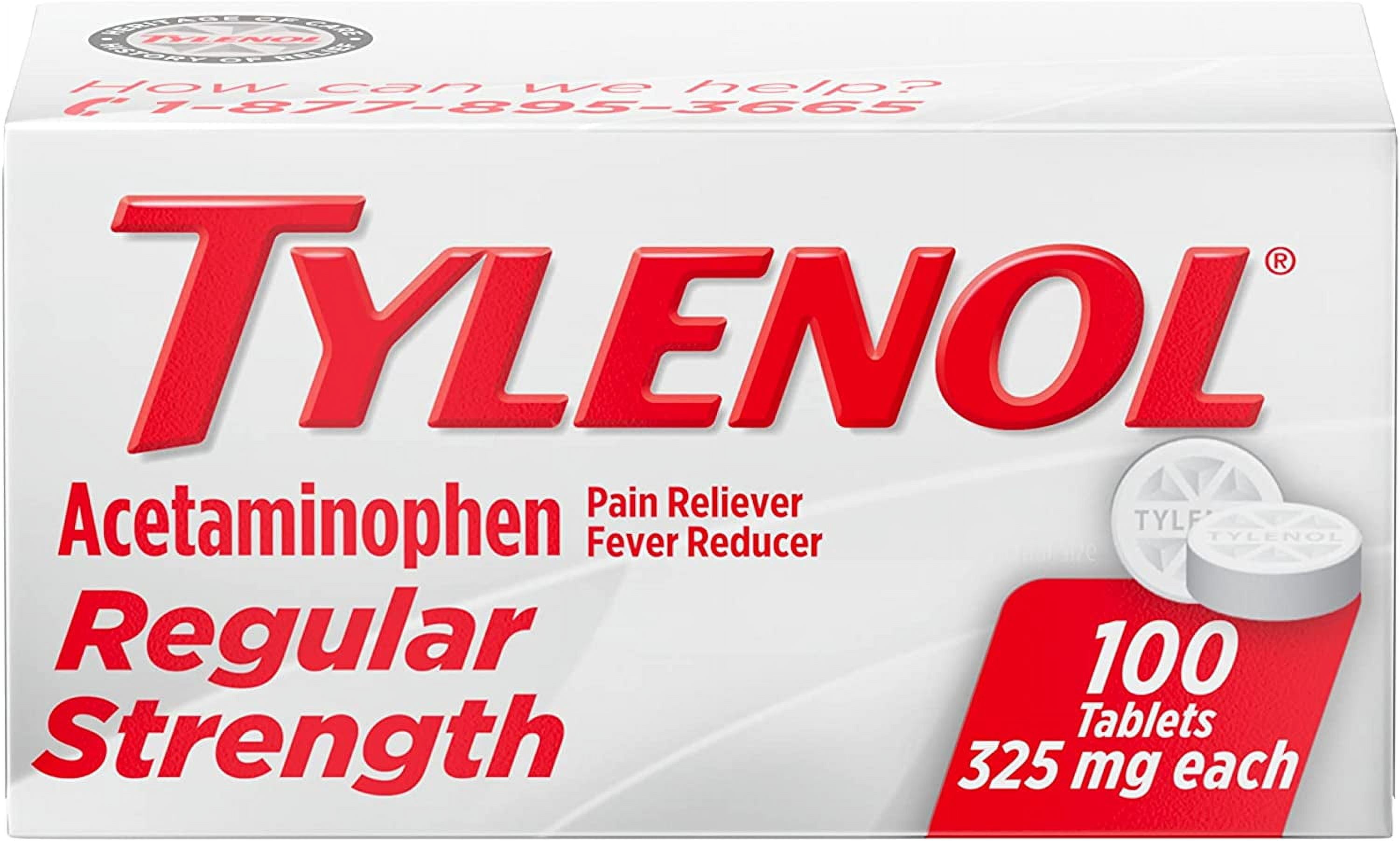 Tylenol Regular Strength Tablets with 325 mg Acetaminophen, 100 Ct ...