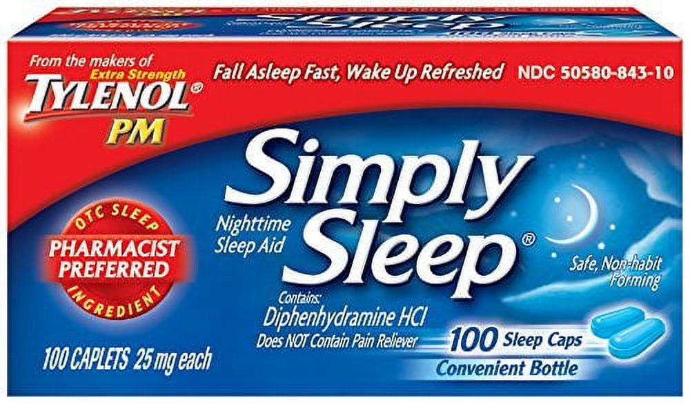 Tylenol Simply Sleep Nighttime Sleep Aid Caplets (Pack of 2) - Walmart ...