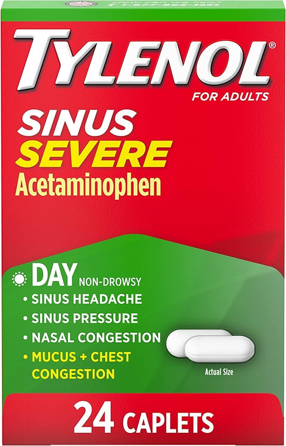 Tylenol Severe Sinus Congestion and Pain Relief Caplets - Cold Pressure ...