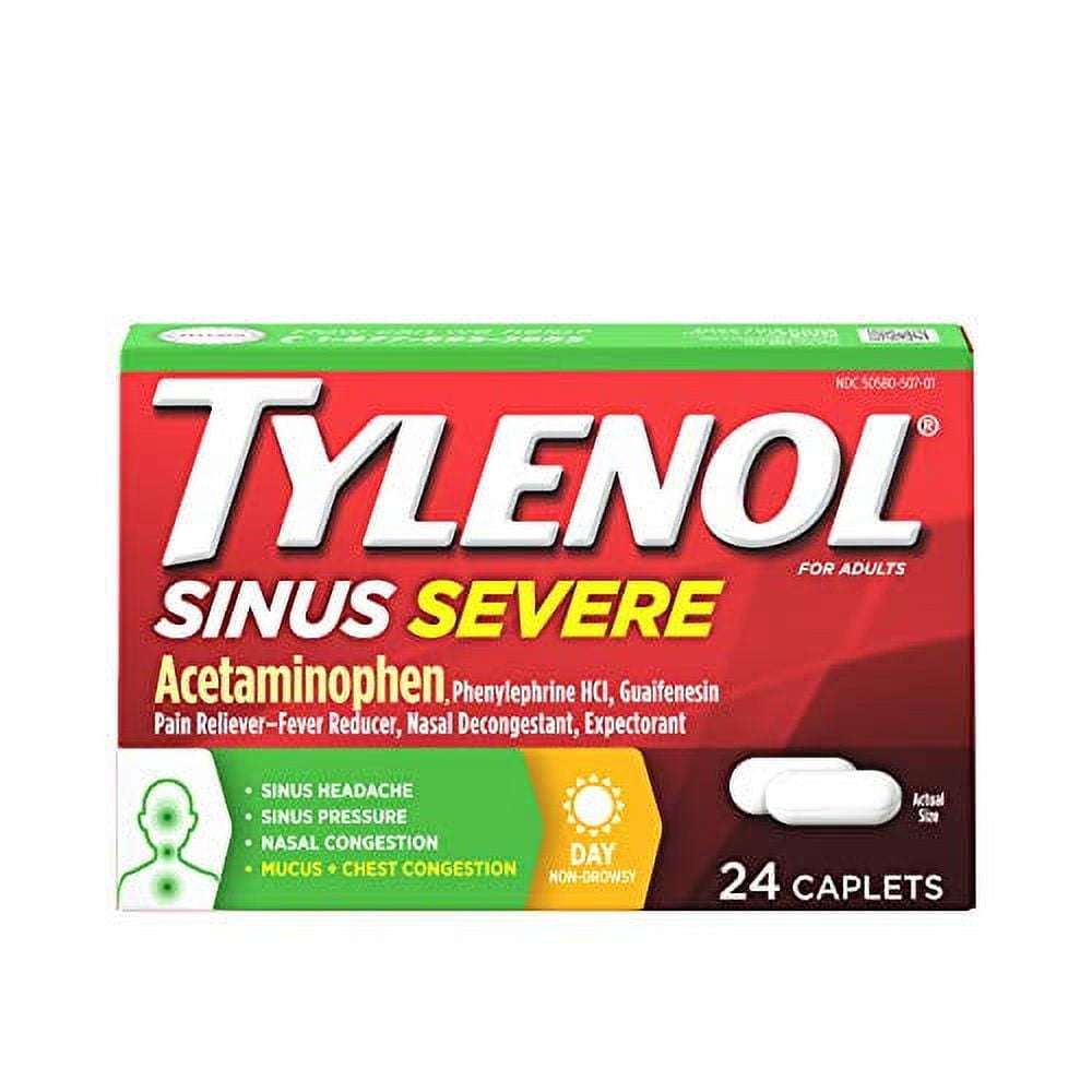 TYLENOL Sinus Severe Daytime Caplets, Acetaminophen, Guaifenesin ...