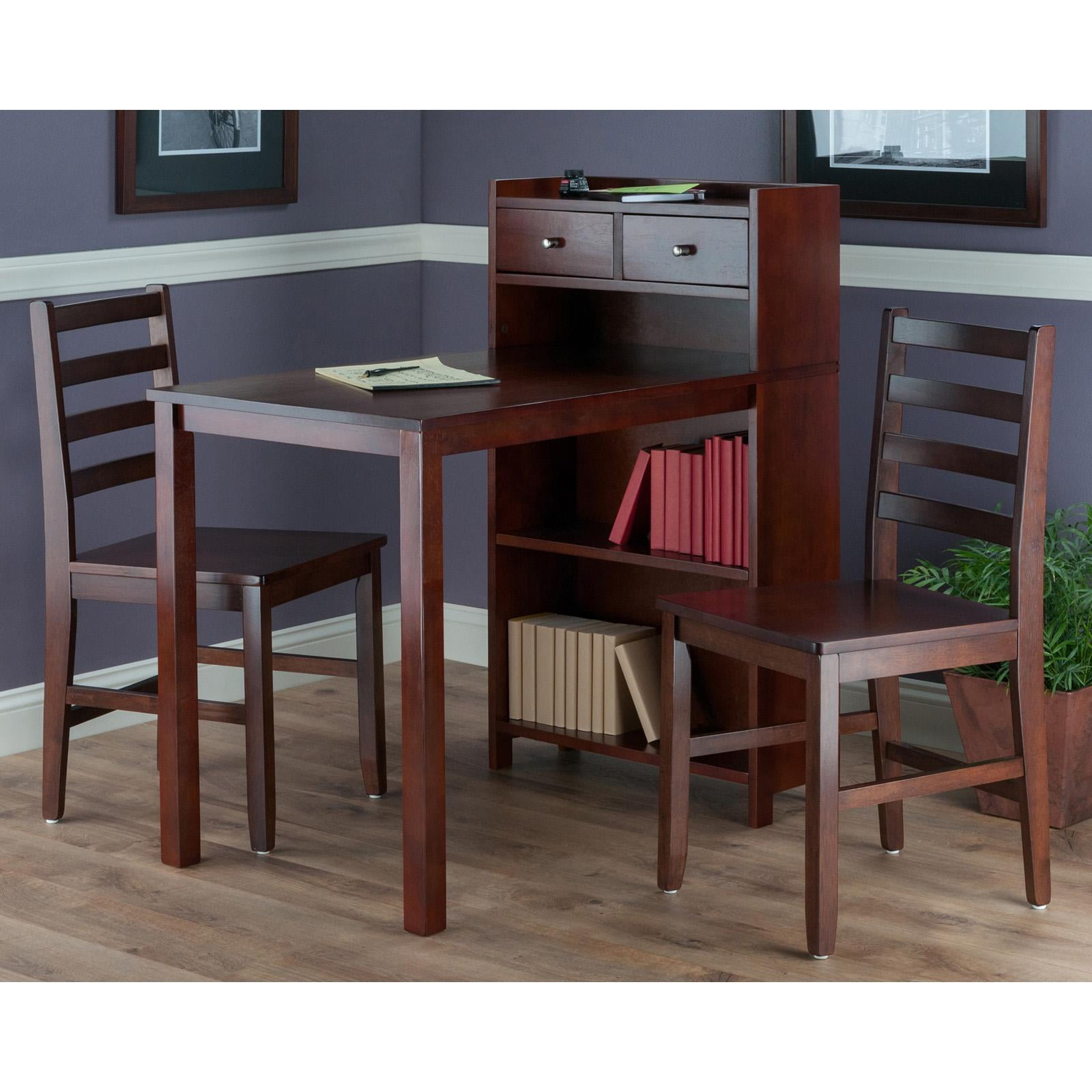 Tyler 3-Pc Set Table, Storage Shelf w/ Ladder Back Chairs - Walmart.com