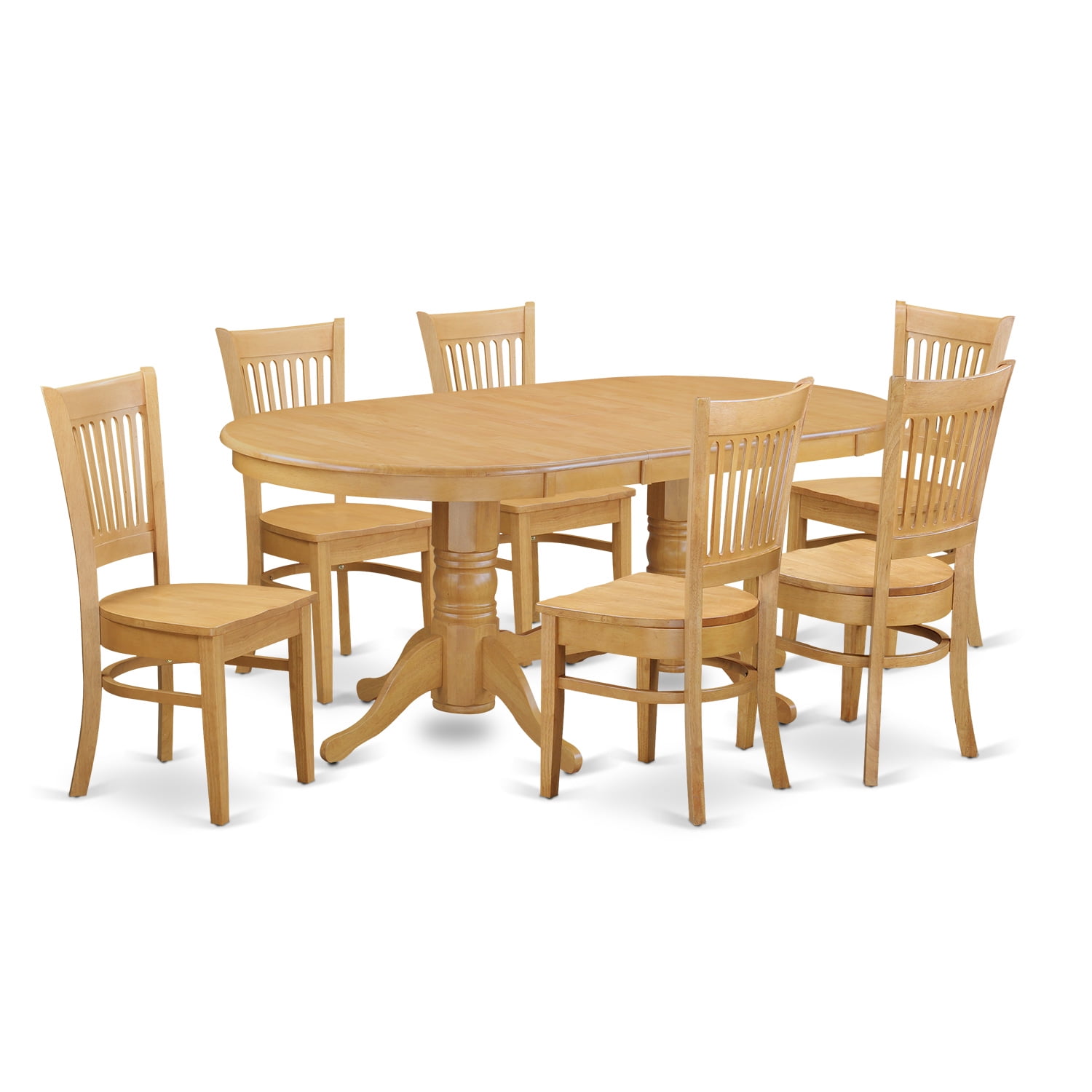 Tyler 7 Pc Oval Dining room Table with Leaf and 6 Chairs In Oak ...