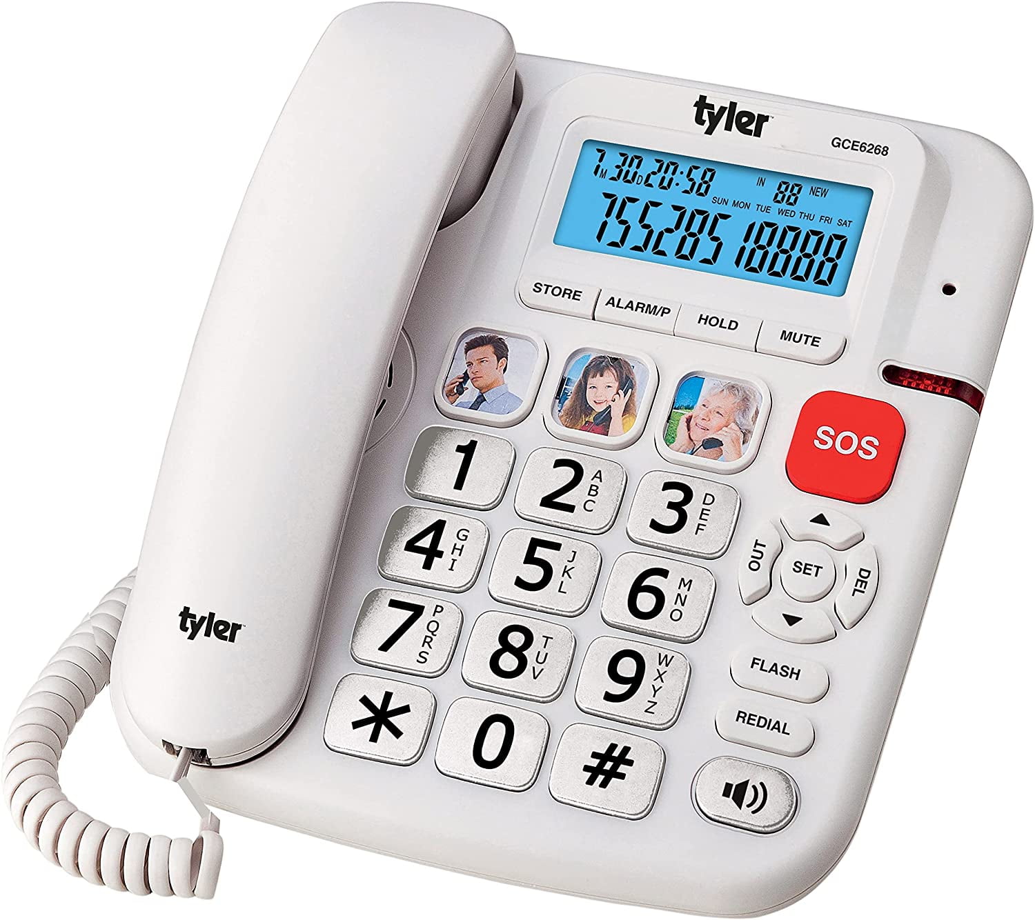 Tyler TBBP7-WH Corded Phone with LED Call Light Indicator, White ...