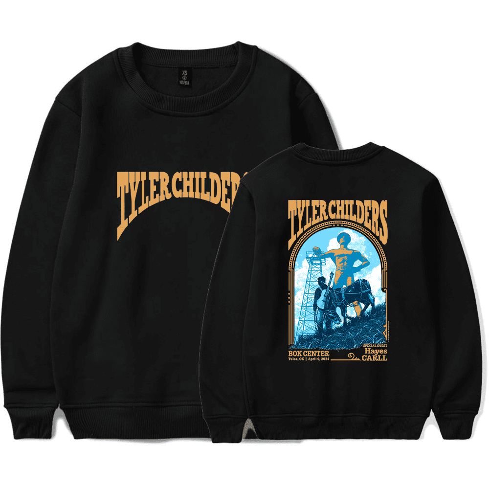 Tyler Childers Merch Sweatshirt Mule Pull Tour 2024 Tulsa Numbered Long ...