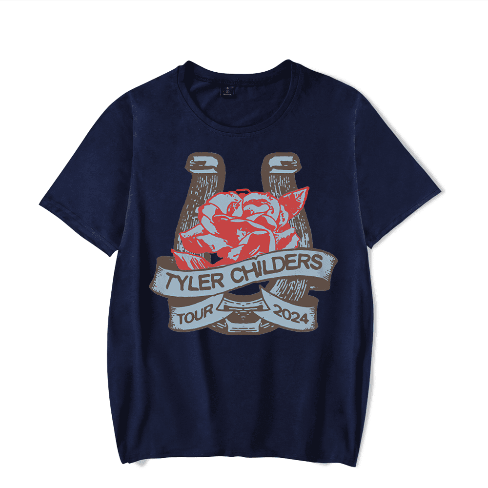 Tyler Childers Merch T Shirt Blue Muleshoe T-Shirt 2024 Tour Merch ...