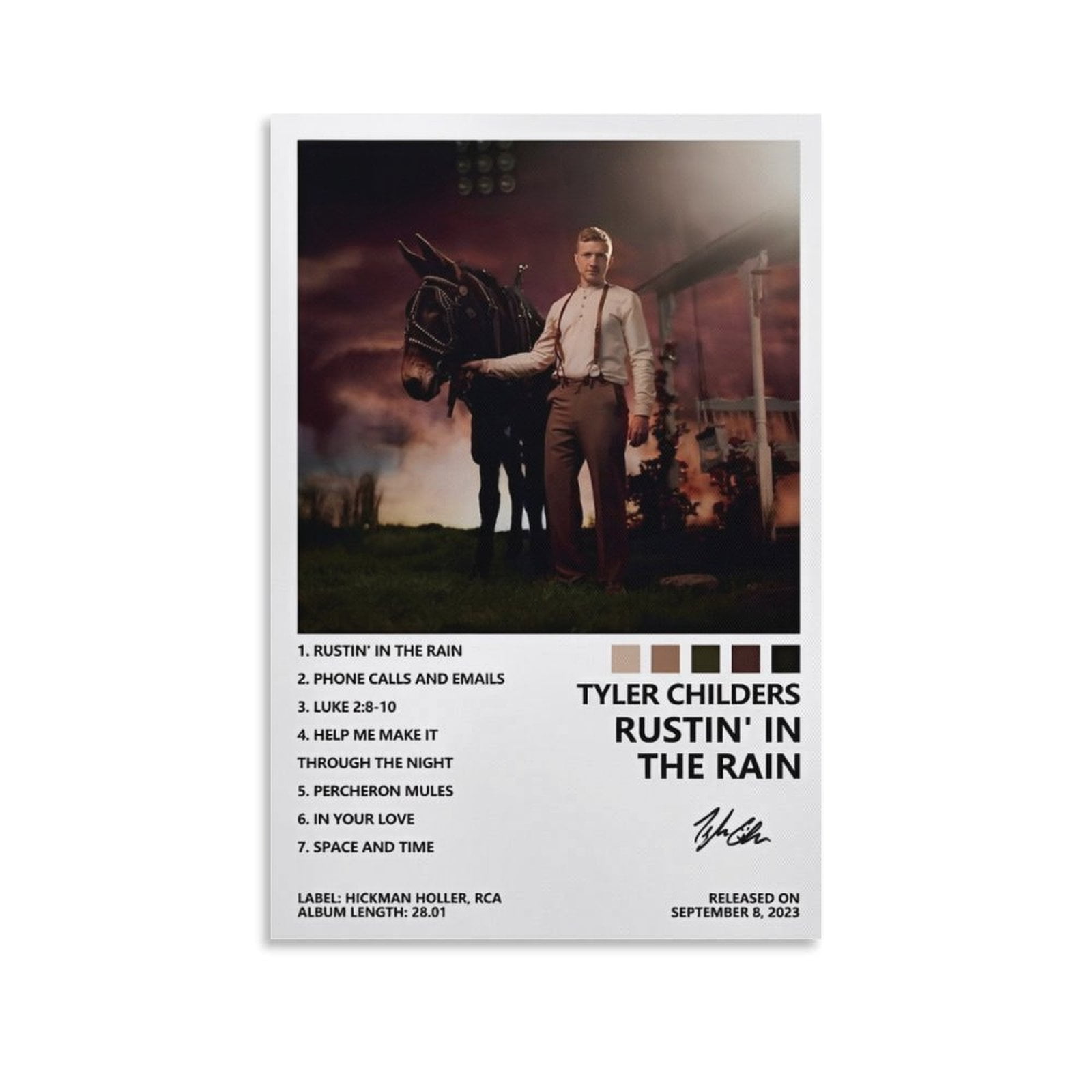 Tyler Childers Poster Rustin' in The Rain Unframe-style20x30inch ...