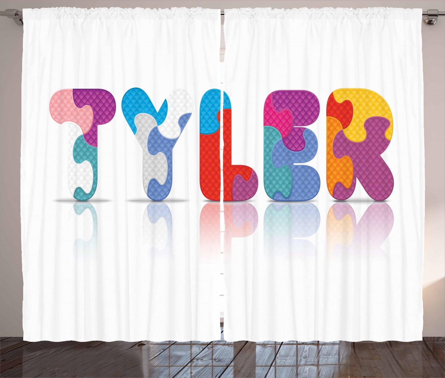 Ambesonne Tyler Curtains 2 Panel Set, Arrangement of Letters, 108" x 63 ...