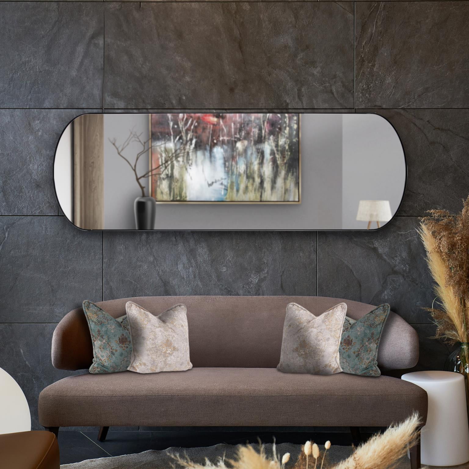 Tyler Dillon Mirror - Black Stainless Steel Frame - 42H x 14W - Walmart.com