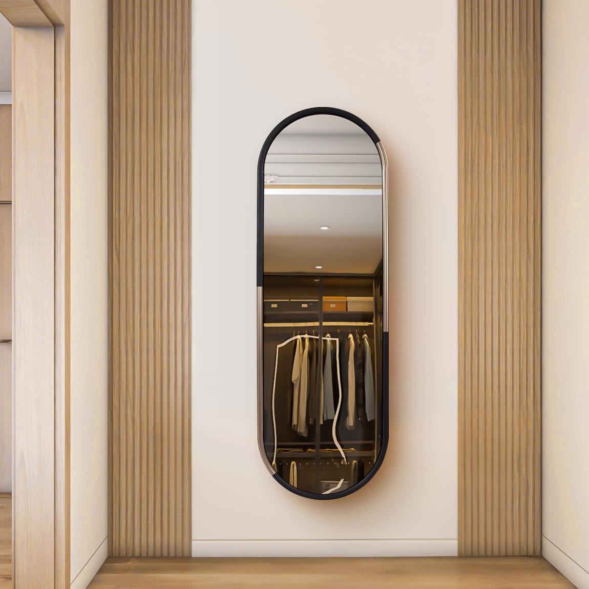 Tyler Dillon Handcrafted Black & Brass Metal Framed Capsule Mirror - 54 ...