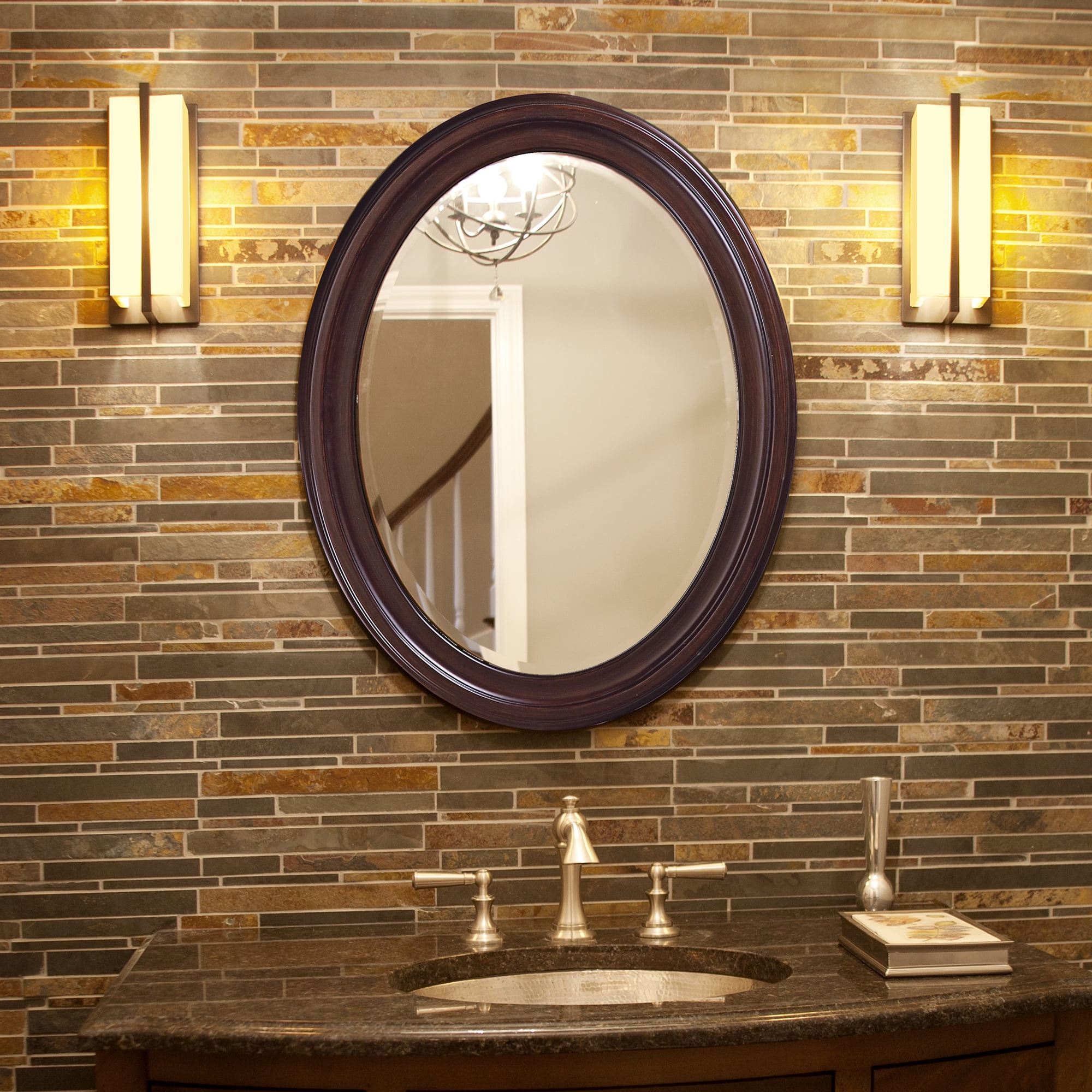 Tyler Dillon Oval Chocolate Brown Wood Framed George Wall Mirror ...