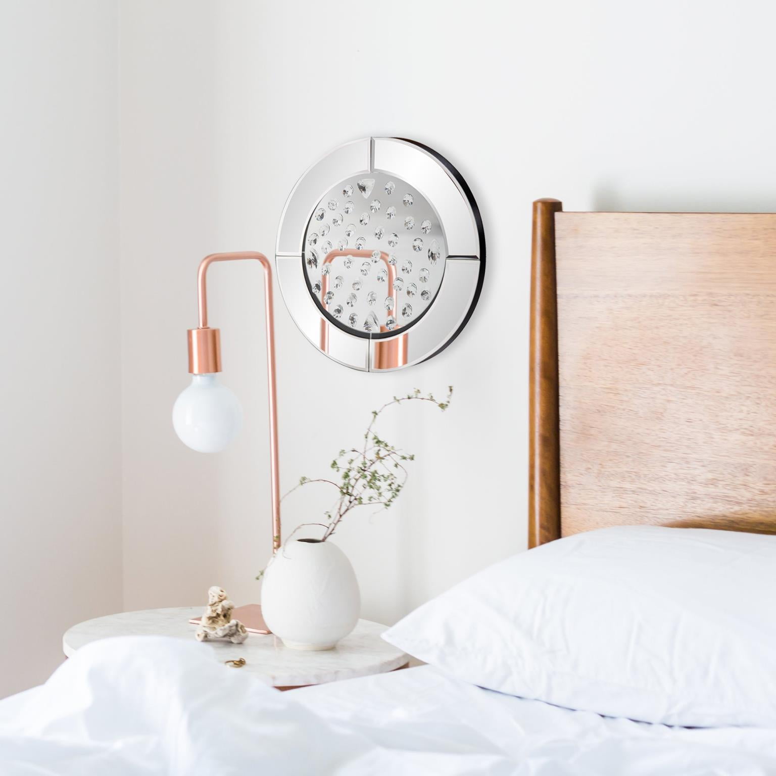 Tyler Dillon Round Glass Crystal Nina Accent Wall Mirror - 12" H x 12 ...