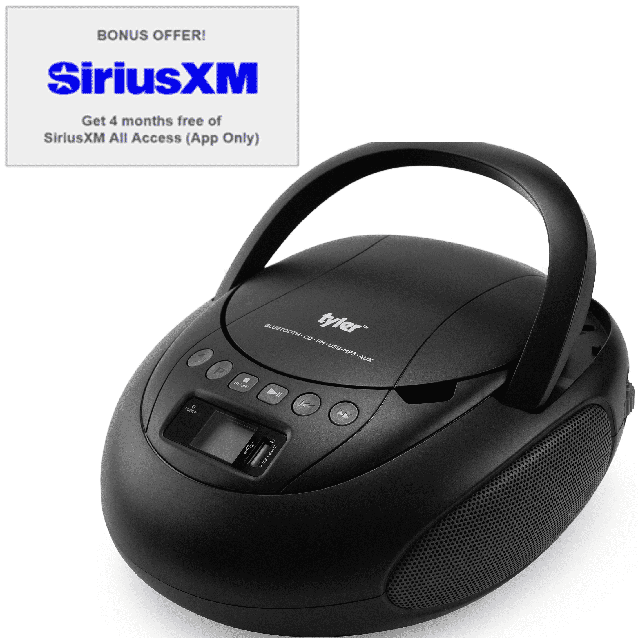 Tyler Portable CD Boombox with Bluetooth Wireless Technology, Black ...