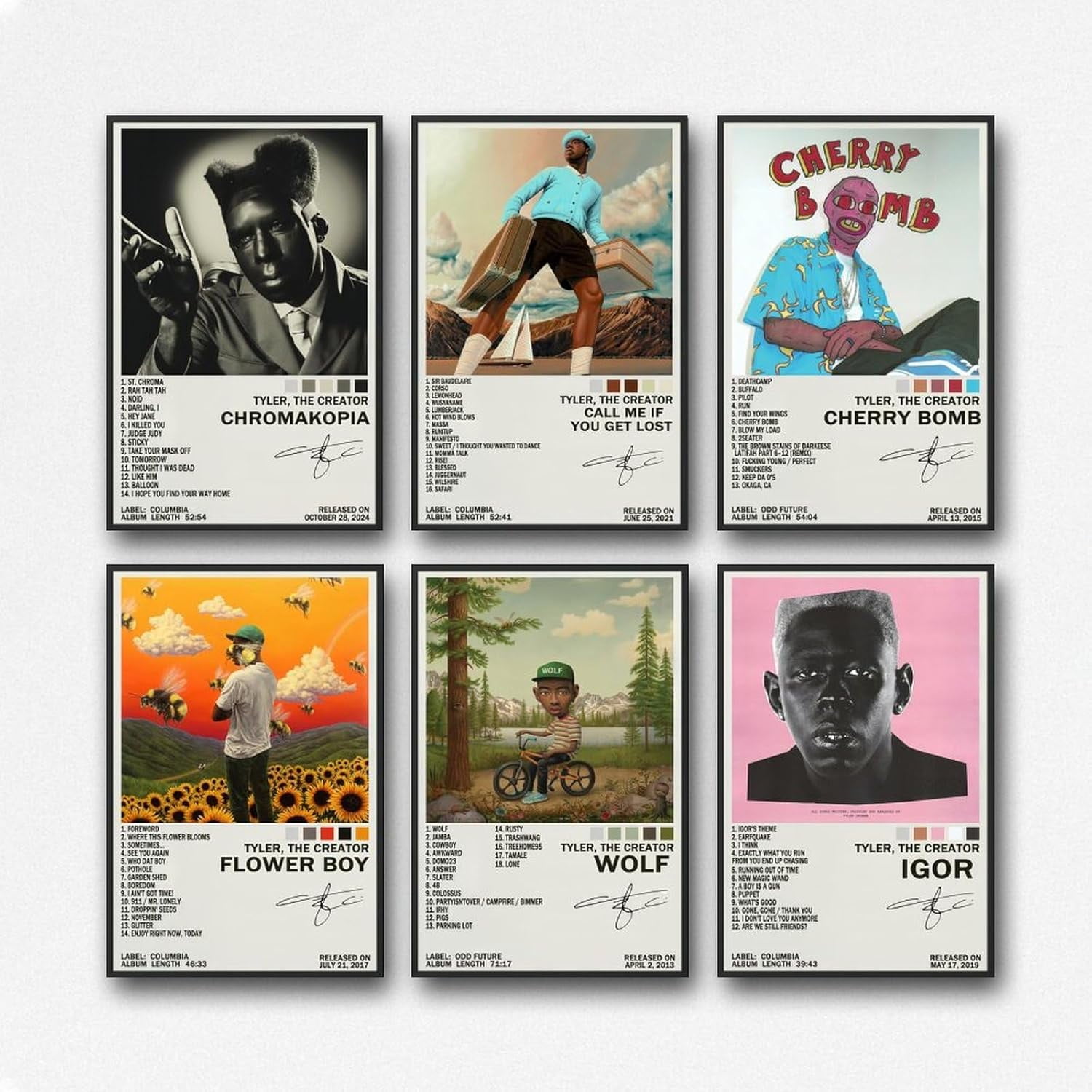 Tyler The Creator Poster (Set of 6) Chromakopia Album Cover Rapper Posters Canvas Music for ...