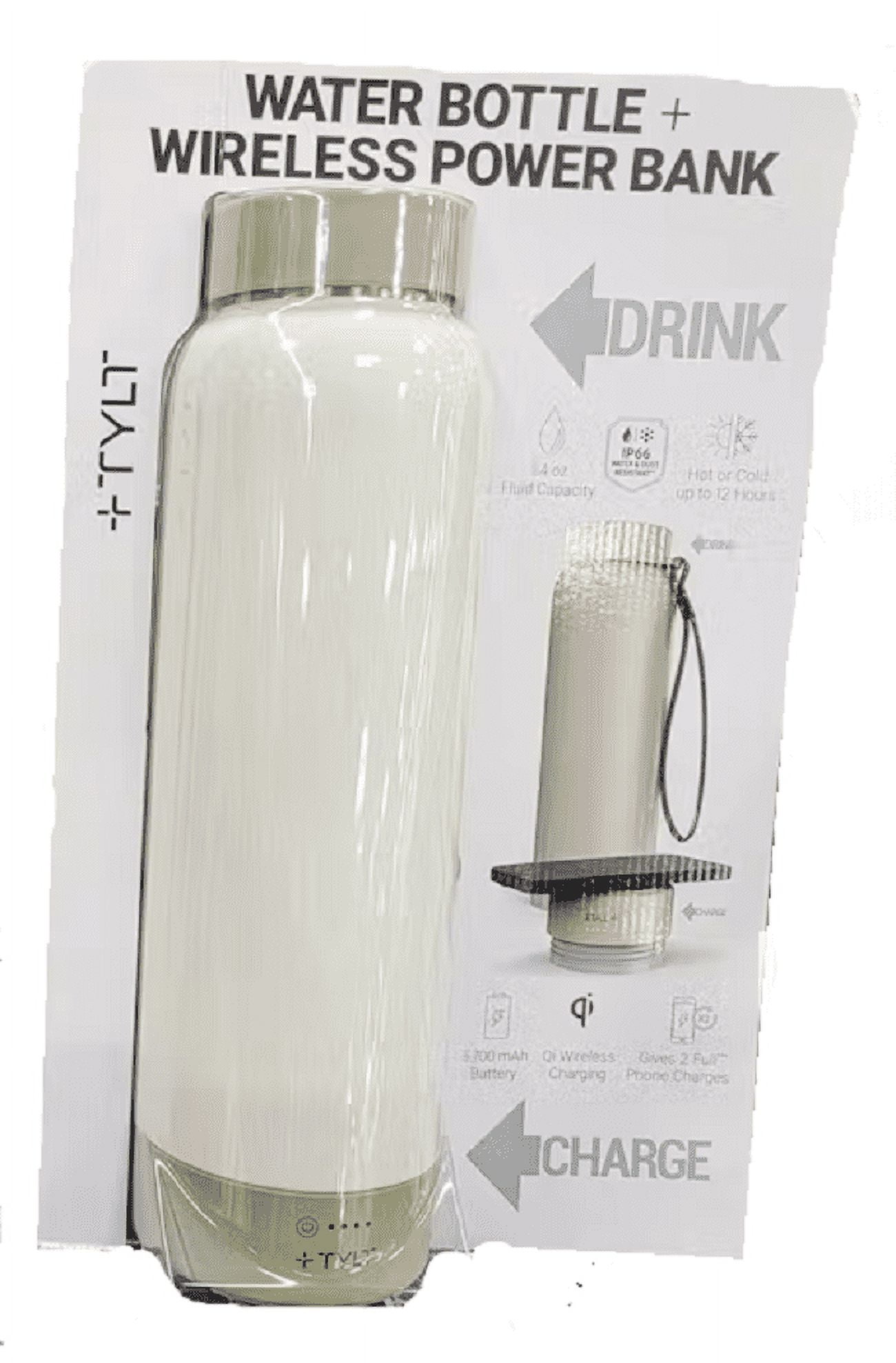 Tylt 24oz Hot/Cold Water Bottle & Qi Wireless 5700mAh Power Bank, White ...