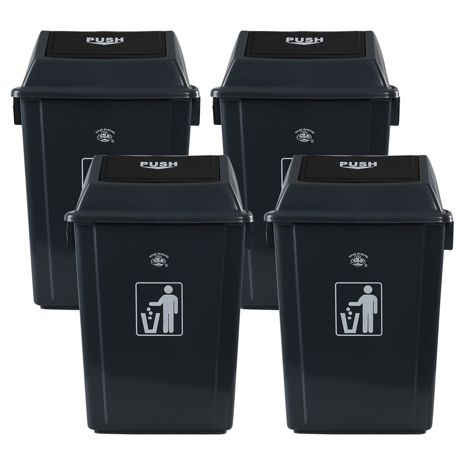 Tyminin 18 Gallon Plastic Trash Can with Swing Lid, 4-Pack Large ...