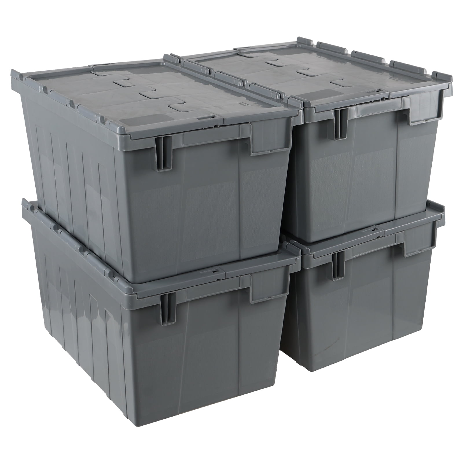 Tyminin 4-Pack 15 Gallon Storage Tote with Hinged Attached Lid ...