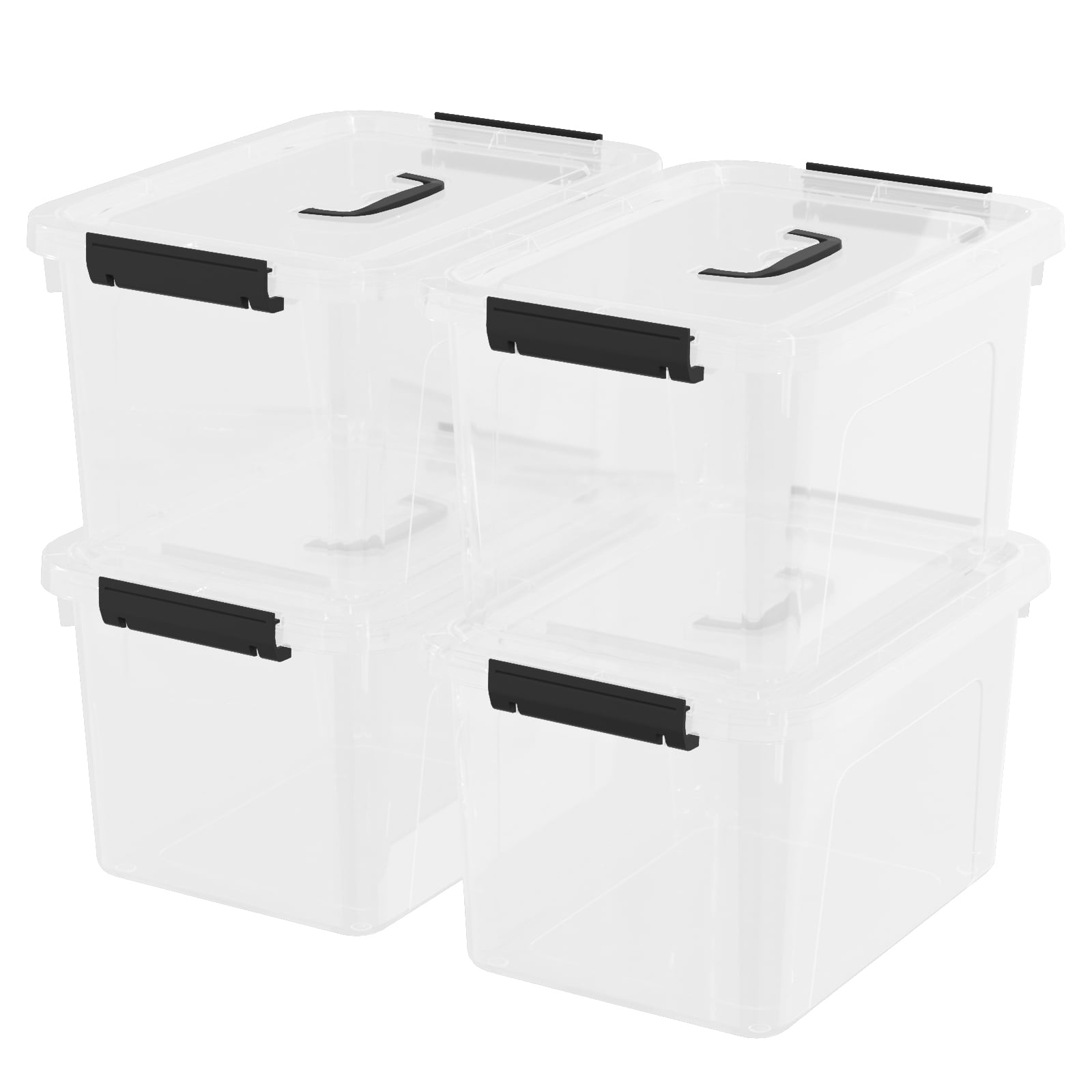 Tyminin 4-Pack 17.5 Quart Plastic Latch Storage Box, Storage Bin with ...