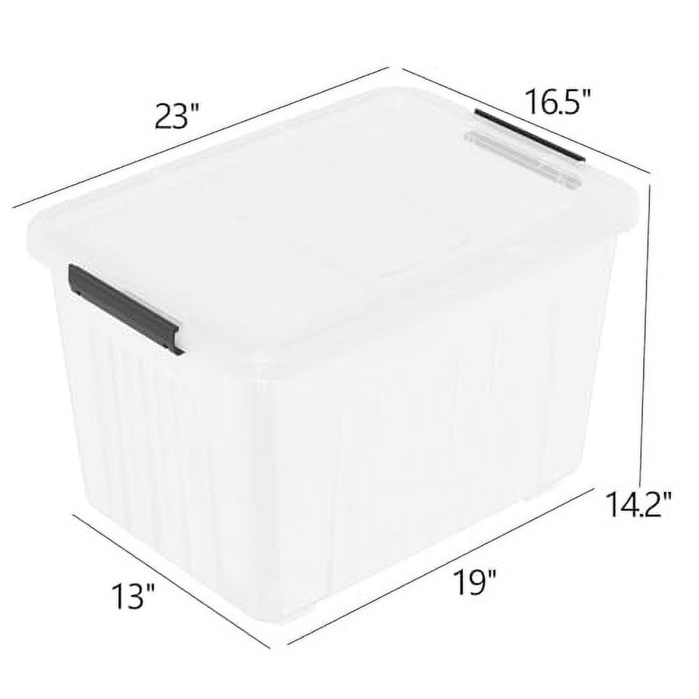 Tyminin 4 Packs 70 L Large Plastic Storage Box, Clear Storage Bin with ...