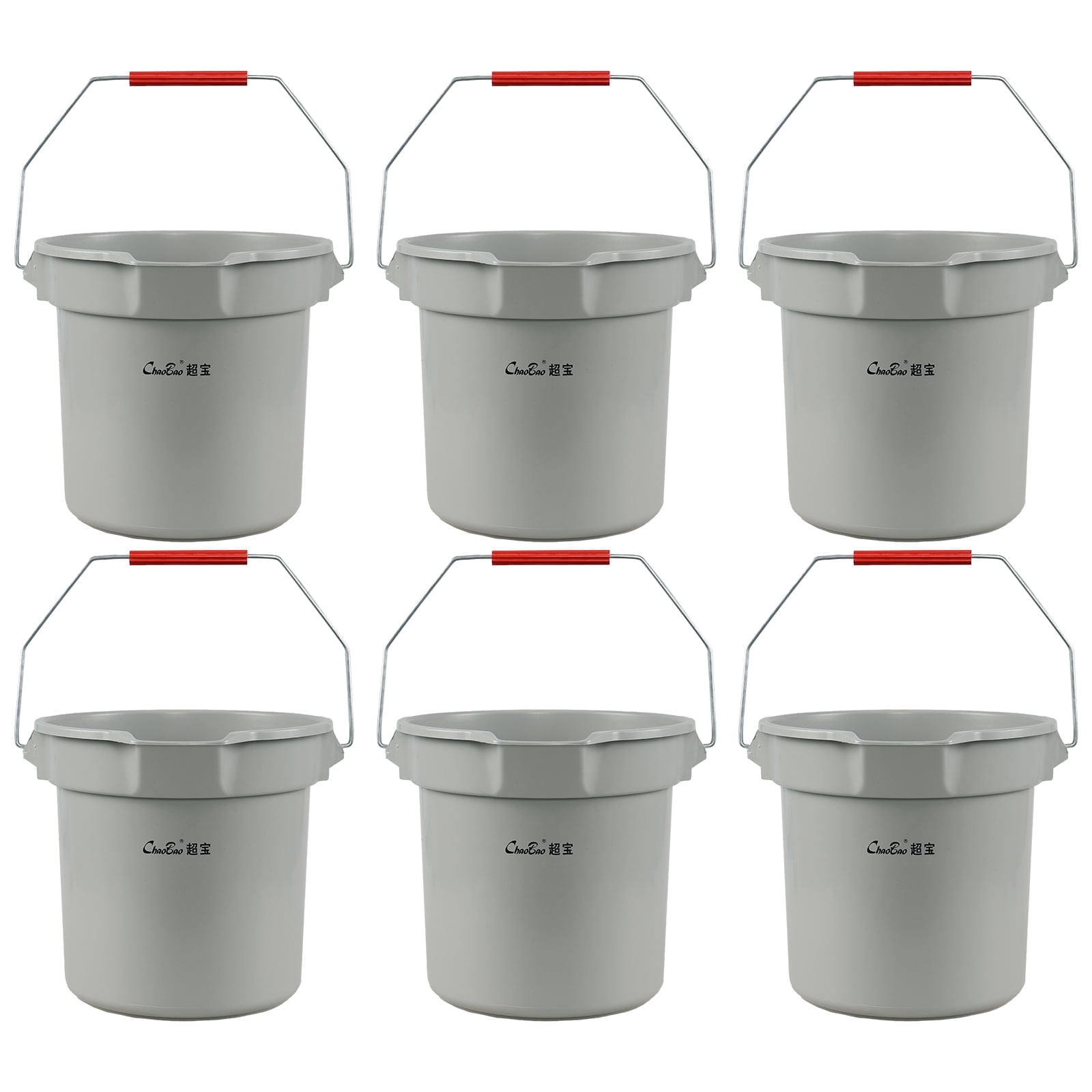 Tyminin 6 Pcs Commercial Bucket with Ergonomic Handle, 14-Quart Heavy ...