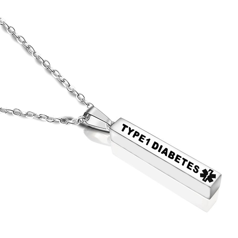 Type 1 Diabetes Medical Alert Necklace for Men Women,Stainless Steel ...