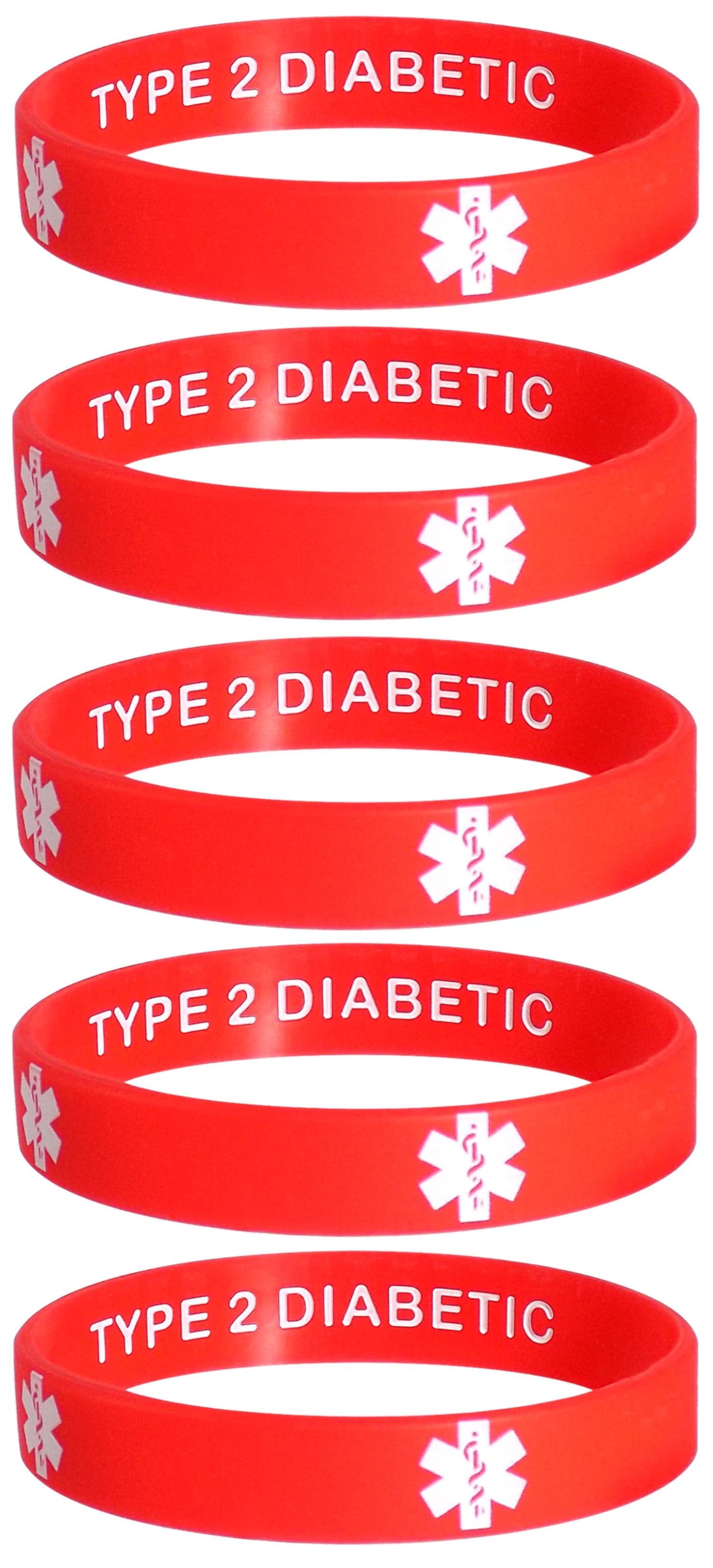 Type 2 Diabetic Medical Alert ID Privacy Enhanced Silicone Bracelets ...