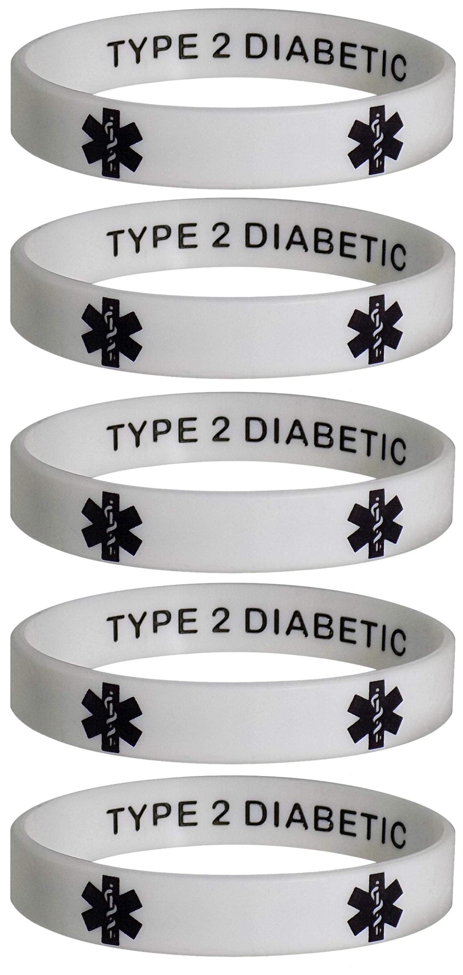 Type 2 Diabetic Medical Alert ID Privacy Enhanced Silicone Bracelets ...
