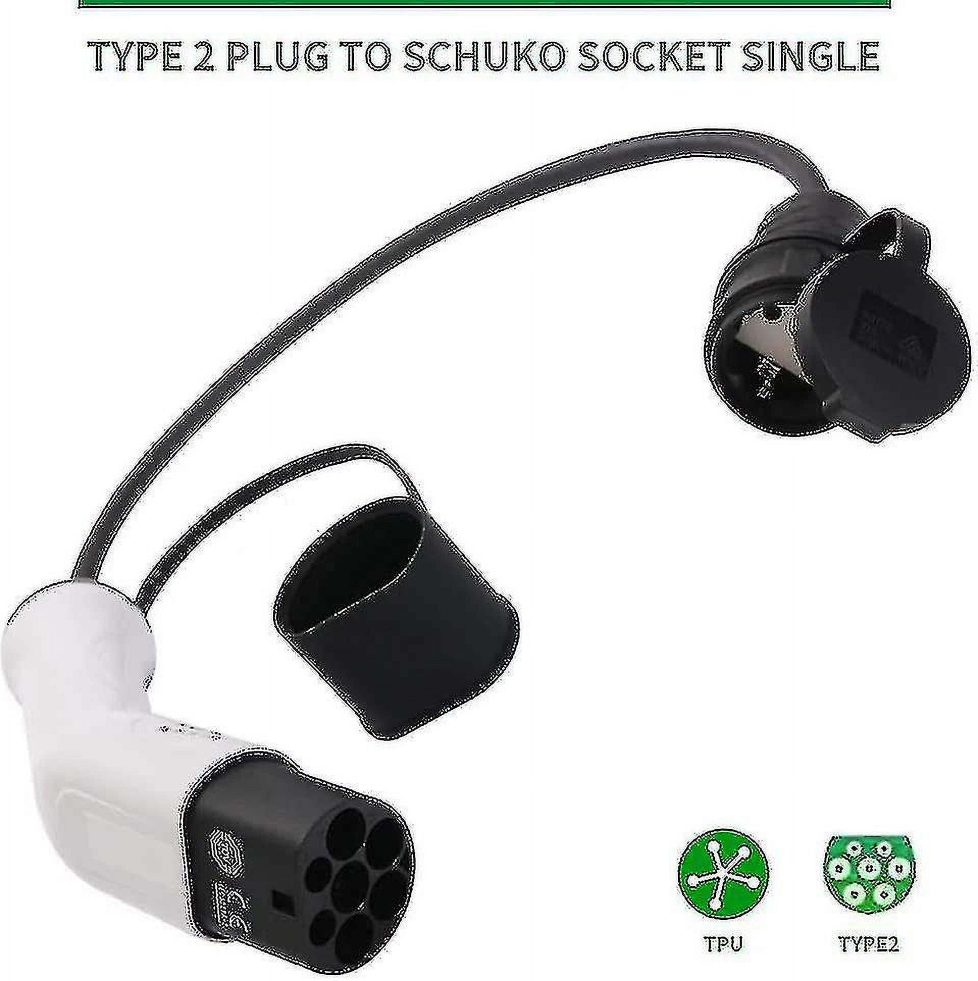 Type 2 To Schuko 16a Ev Charging Adapter - White Black,, - Walmart.com