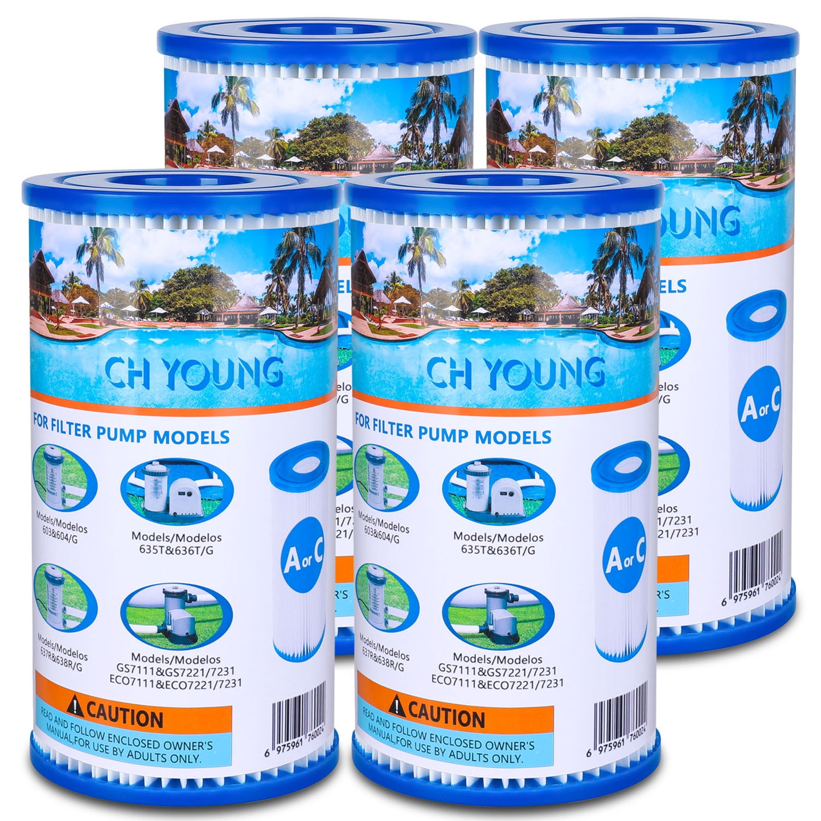 Type A/C Filter Cartridge for Pool, Easy Installation, Suitable for All ...
