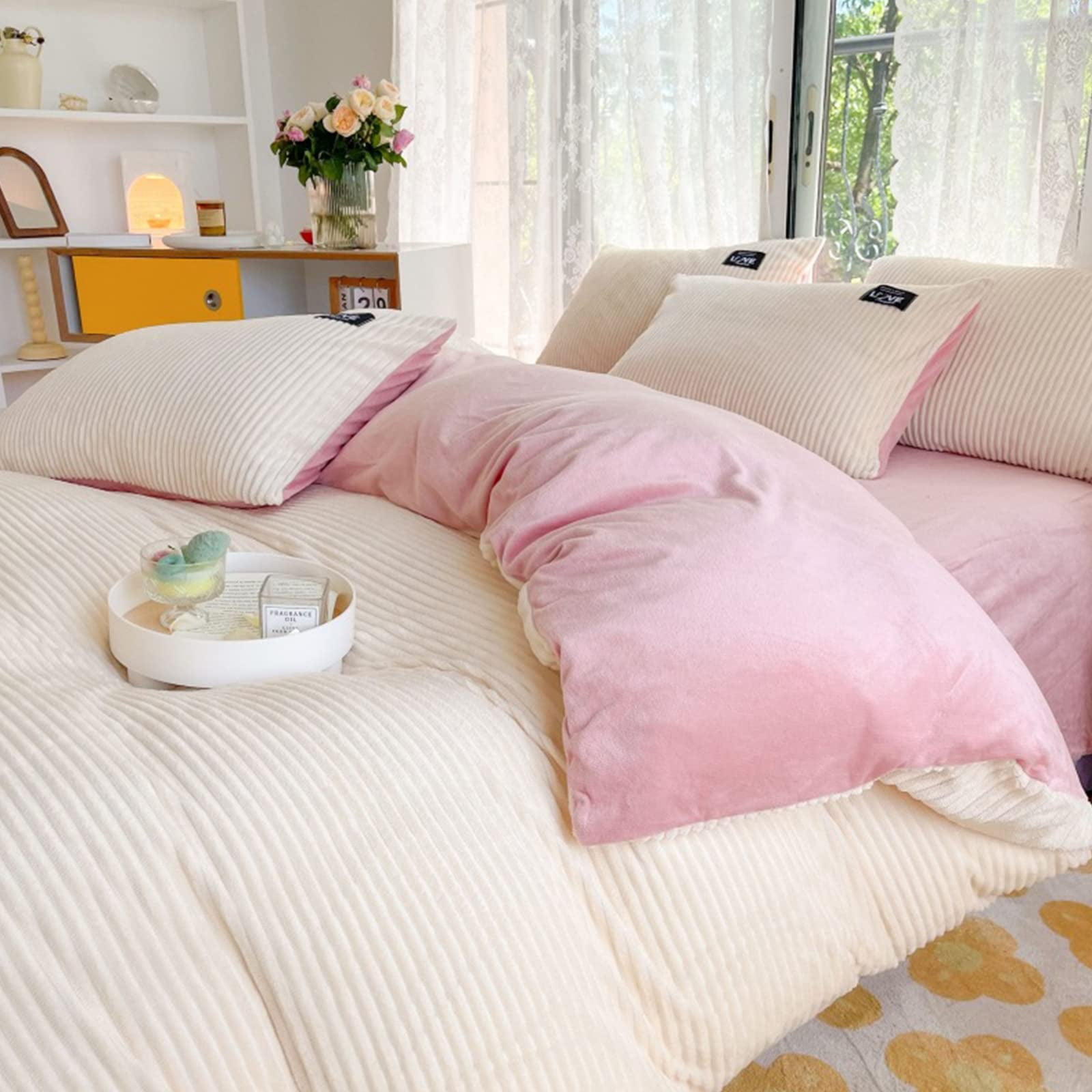 Type A Flannel Sheet and Duvet Cover 3-Piece Set for 1.2 Meter Bed ...