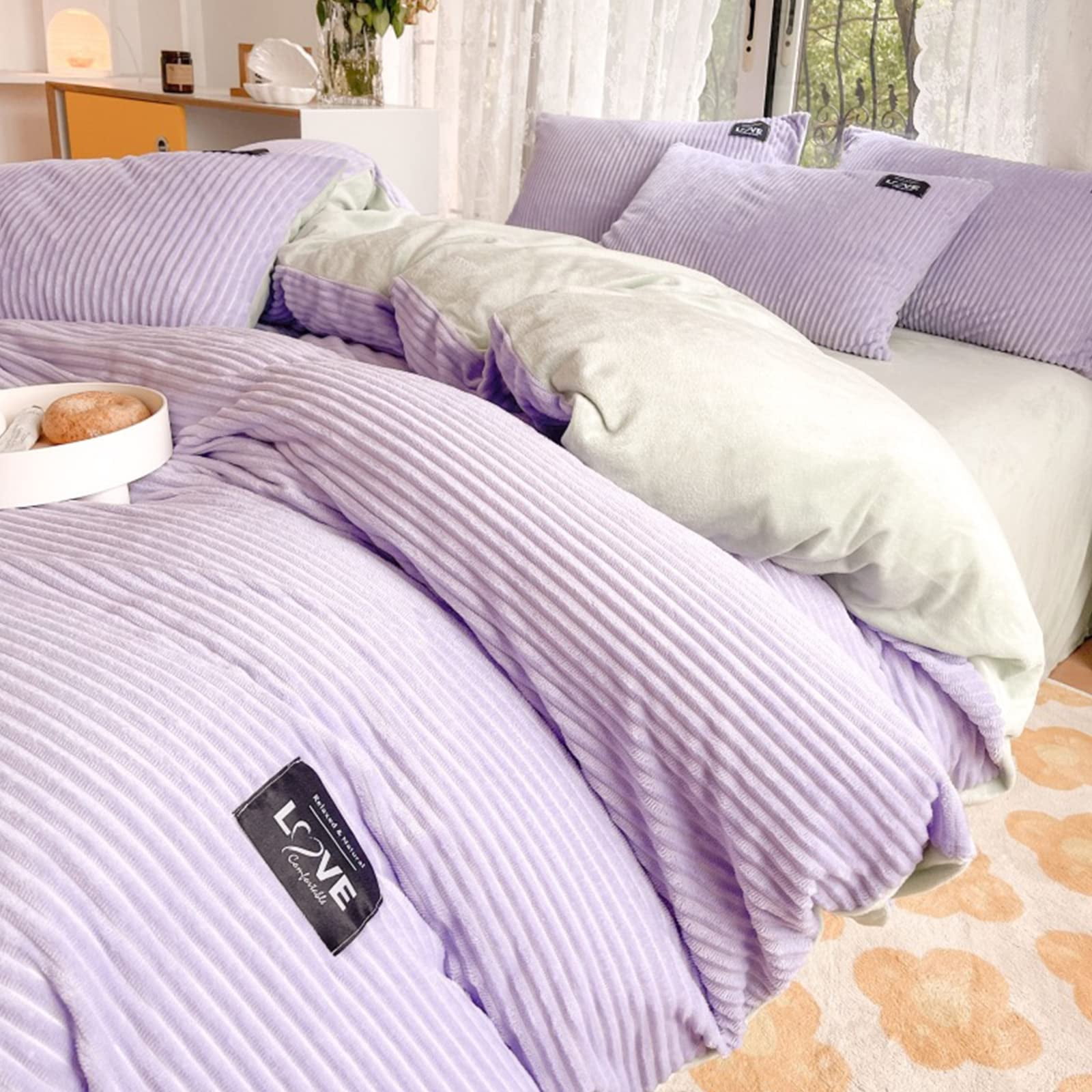 Type A Flannel Sheet and Duvet Cover 3-Piece Set for 1.2 Meter Bed ...