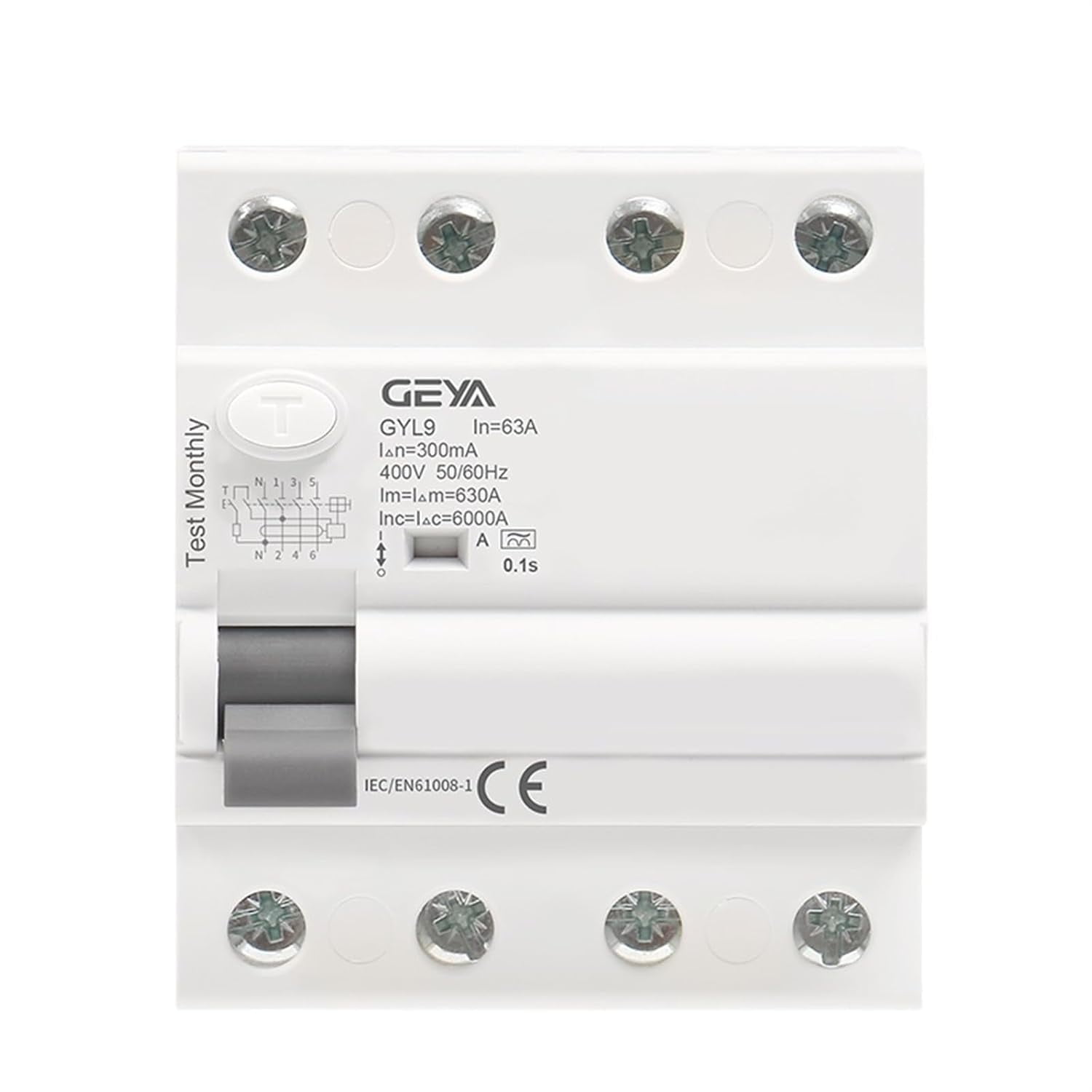 Type A RCD Electromagnetic Residual Current Circuit Breaker ELCB 3P+N ...