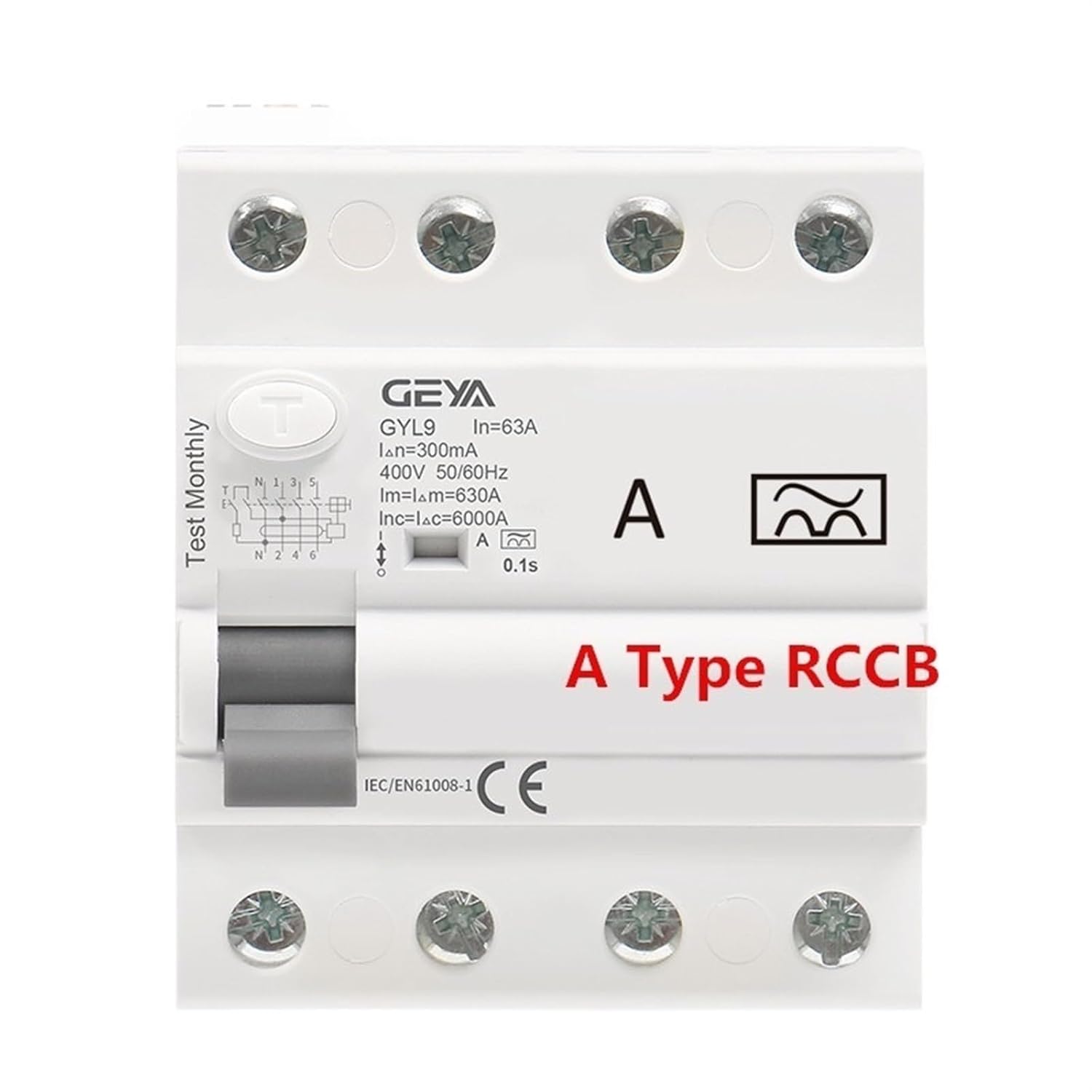 Type A RCD Residual Current Circuit Breaker ELCB 3P+N 40A 63A RCD ELCB ...