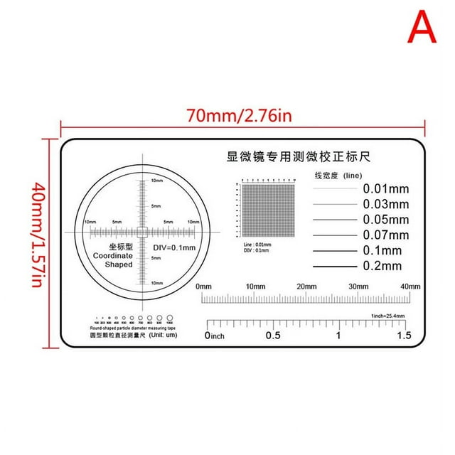 (Type A) Soft Ruler Microscope Micrometer Calibration Slide Line Width ...