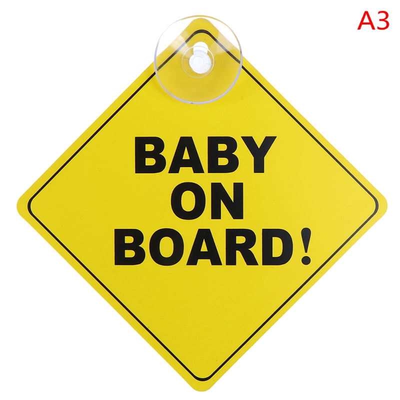 (Type A3) Baby On Board SAFETY Car Window Suction Cup Yellow REFLECTIVE ...