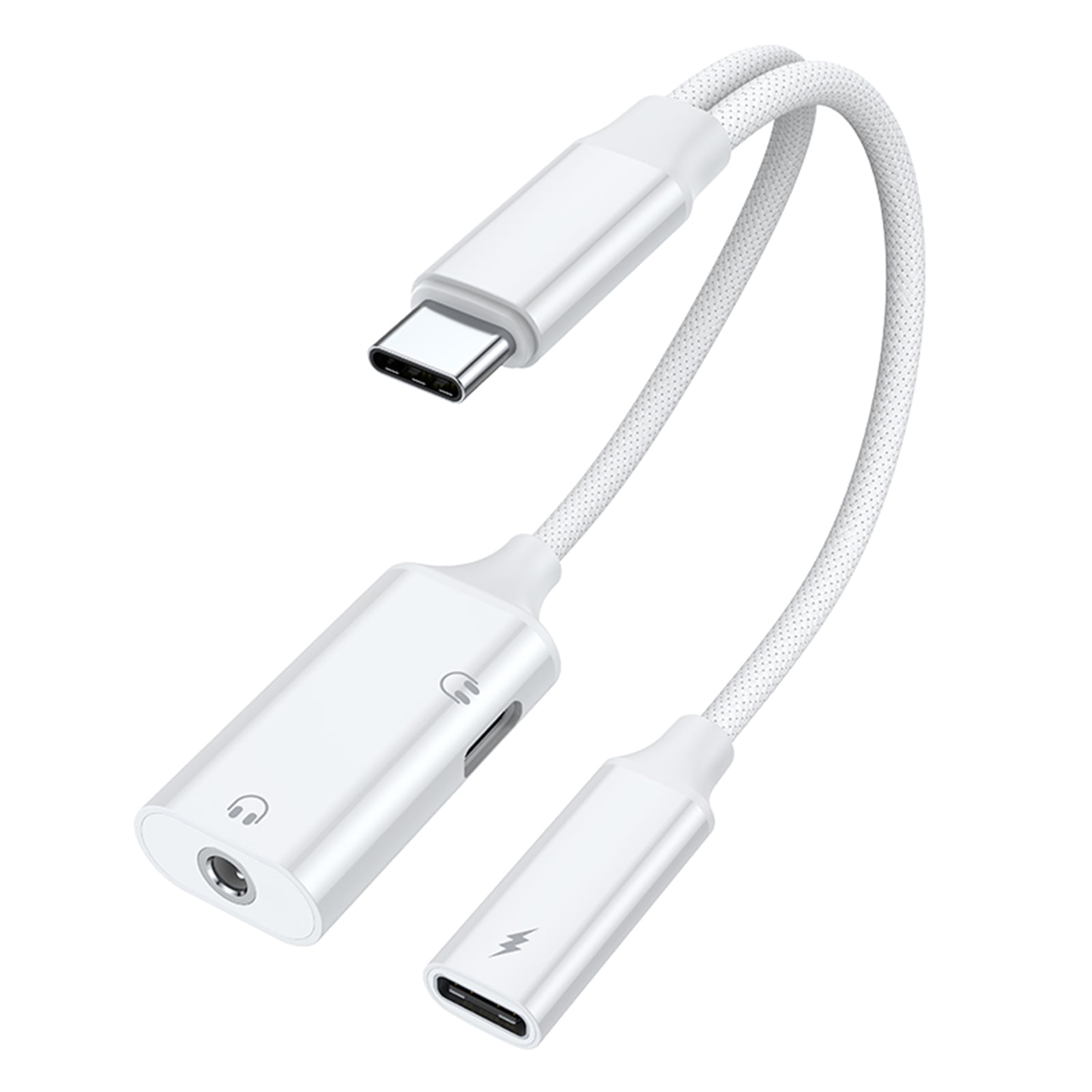 Type C 2Port Chargers Adapters 3.5mm Headphone Jacks PD60W Fast ...